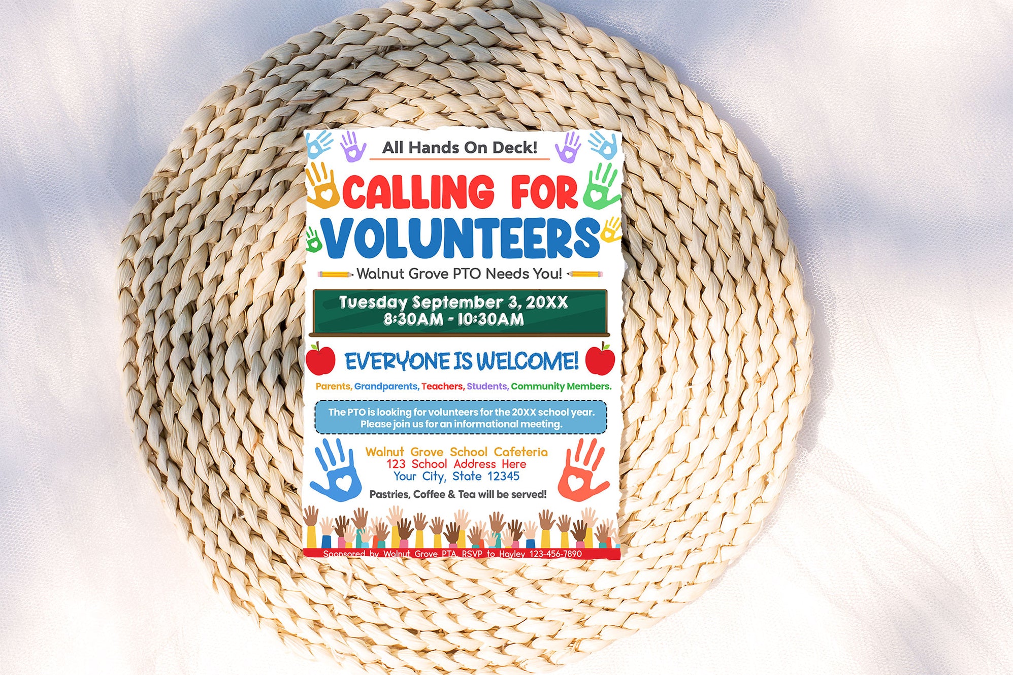 DIY Calling For Volunteers Invite Flyer Template | PTO PTA Volunteer ...