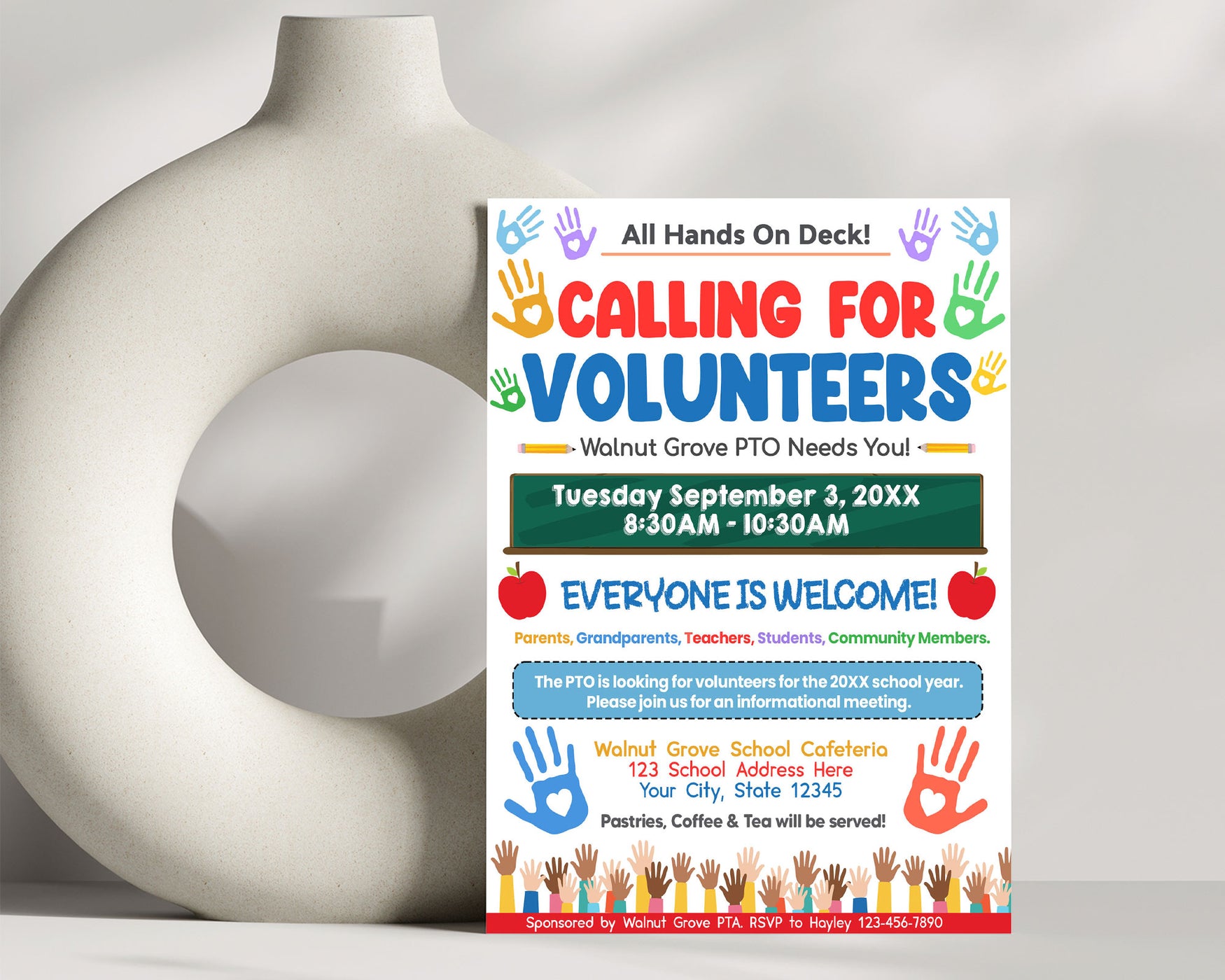 DIY Calling For Volunteers Invite Flyer Template | PTO PTA Volunteer ...