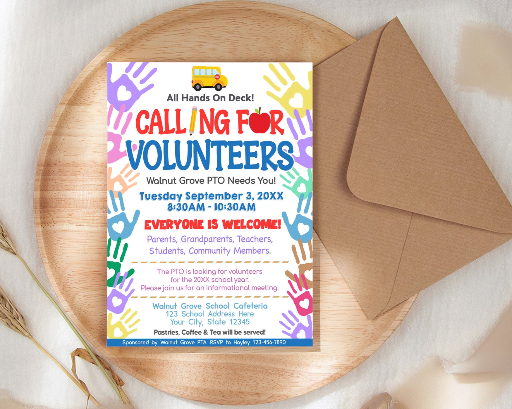 Customizable Calling For Volunteers Invite Flyer | PTO PTA Volunteer ...