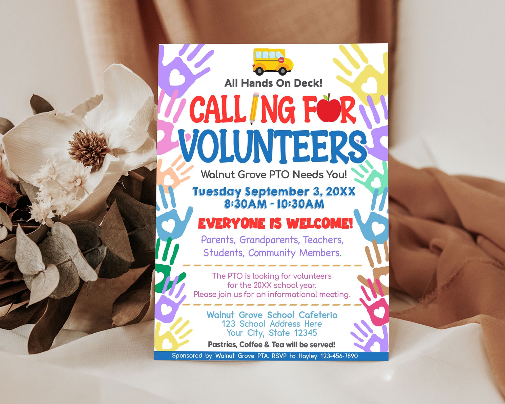 Customizable Calling For Volunteers Invite Flyer | PTO PTA Volunteer ...