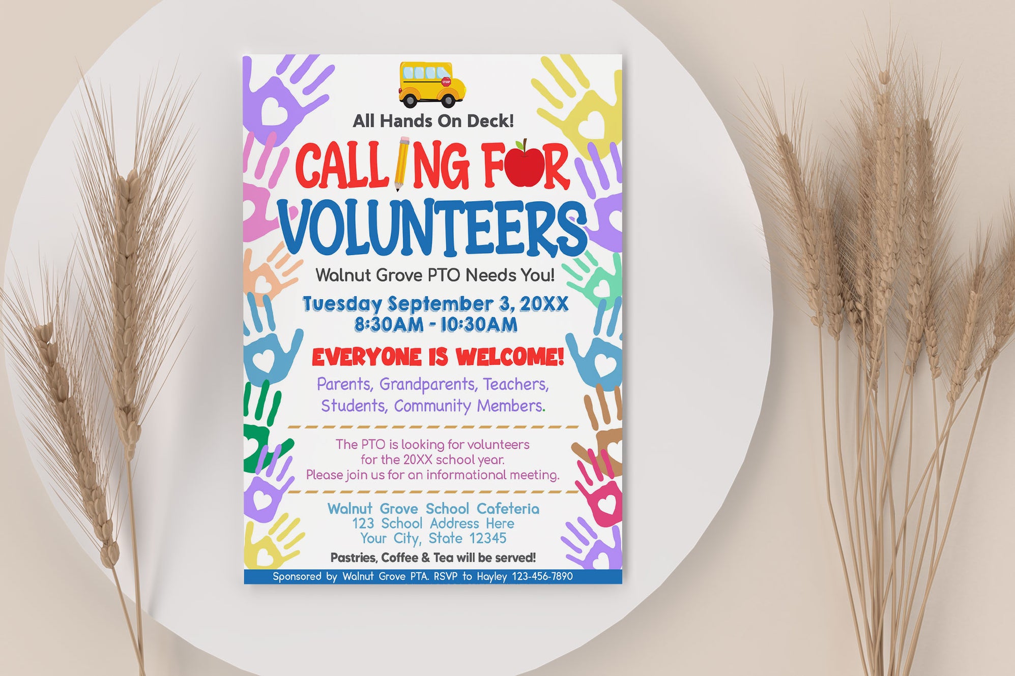 Customizable Calling For Volunteers Invite Flyer | PTO PTA Volunteer ...