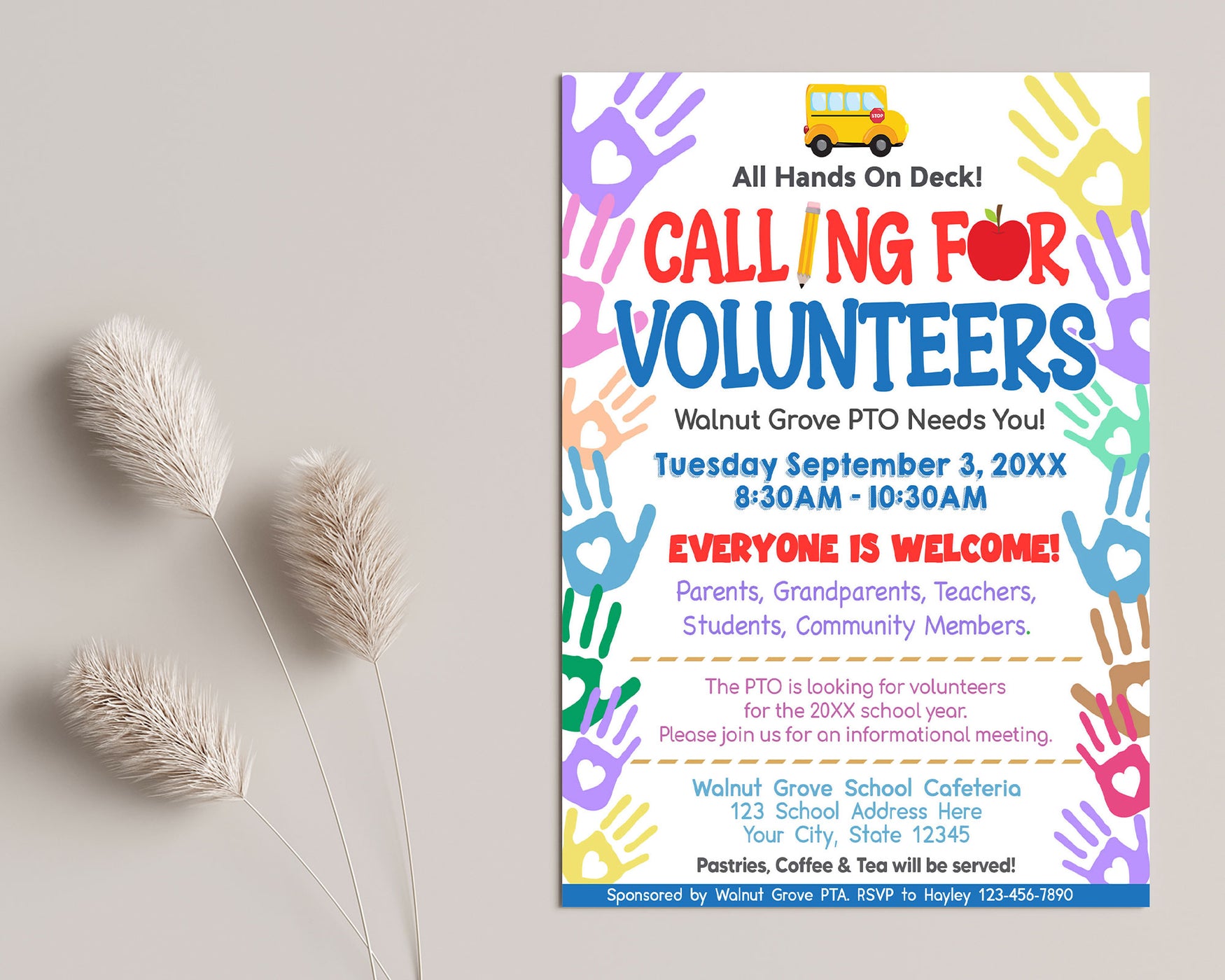 Customizable Calling For Volunteers Invite Flyer | PTO PTA Volunteer ...