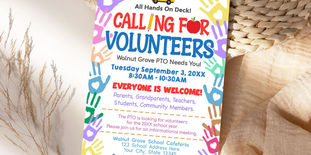 Customizable Calling For Volunteers Invite Flyer | PTO PTA Volunteer ...