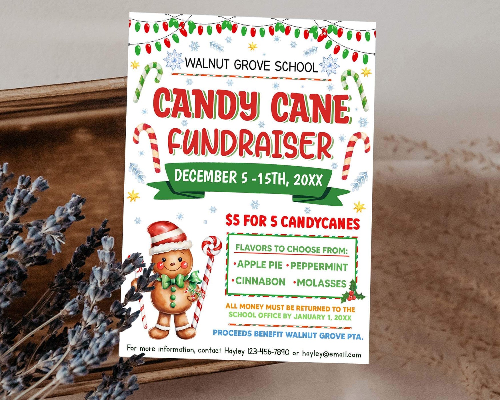 DIY Candy Cane Fundraiser Flyer Template | Holiday Christmas Fundraiser ...