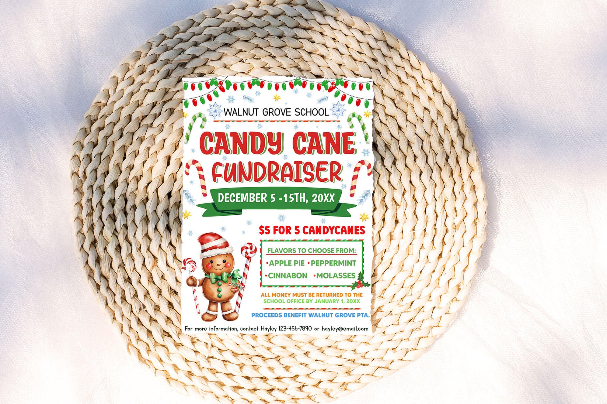 DIY Candy Cane Fundraiser Flyer Template | Holiday Christmas Fundraiser ...