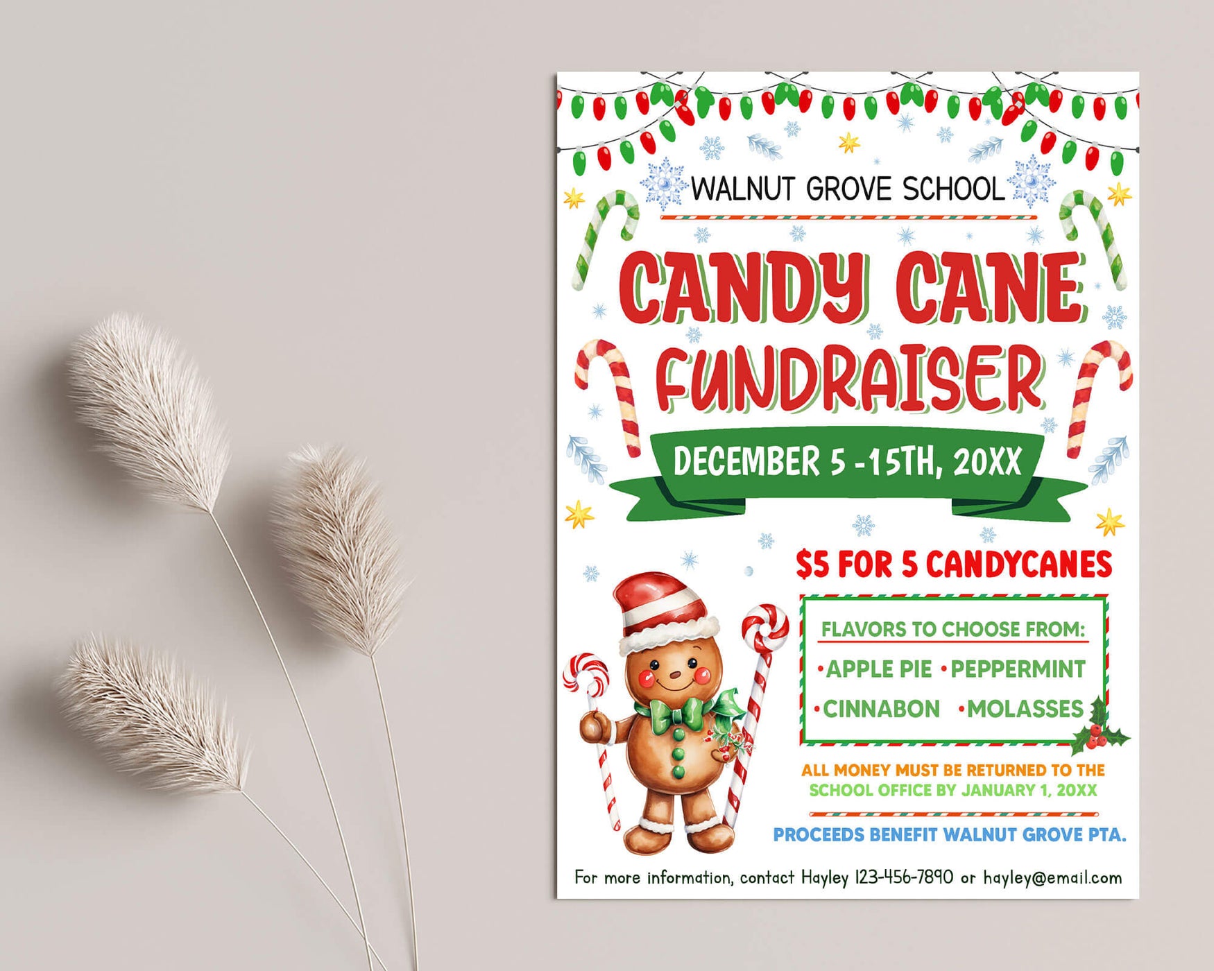 DIY Candy Cane Fundraiser Flyer Template | Holiday Christmas Fundraiser ...