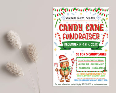 DIY Candy Cane Fundraiser Flyer Template | Holiday Christmas Fundraiser ...