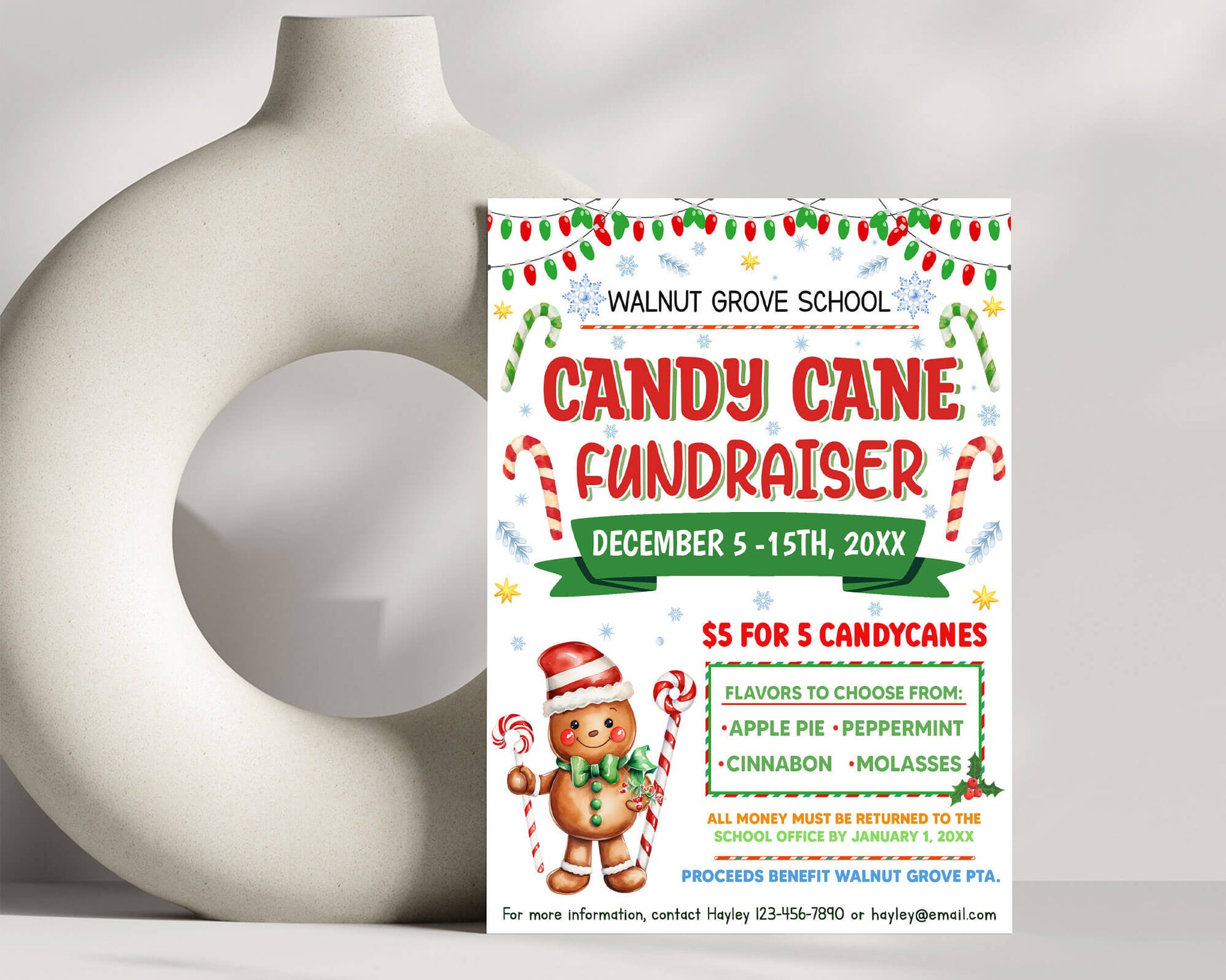 DIY Candy Cane Fundraiser Flyer Template | Holiday Christmas Fundraiser ...