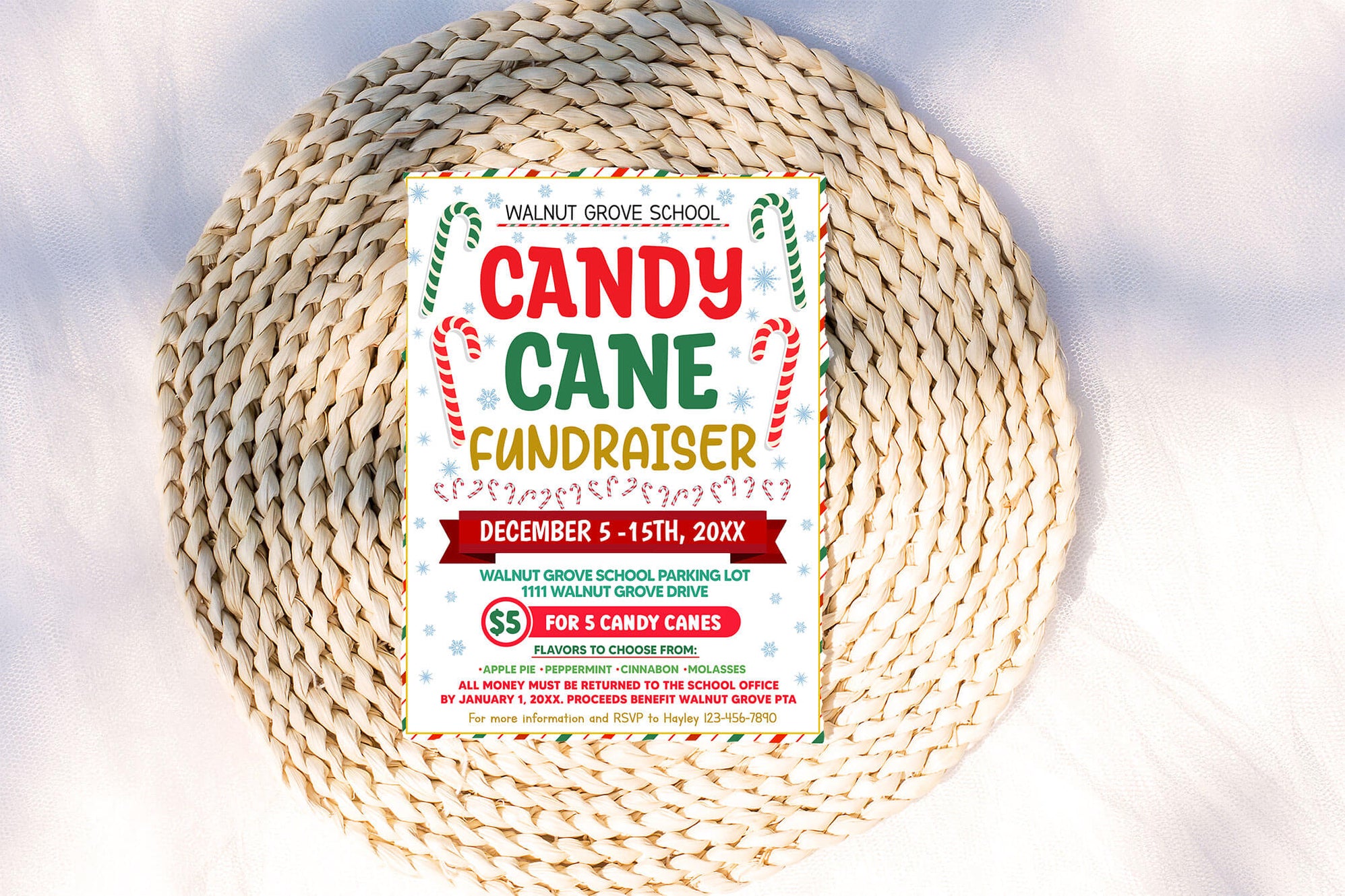 Candy Cane Fundraiser Flyer Template | Holiday School Fundraiser Event ...