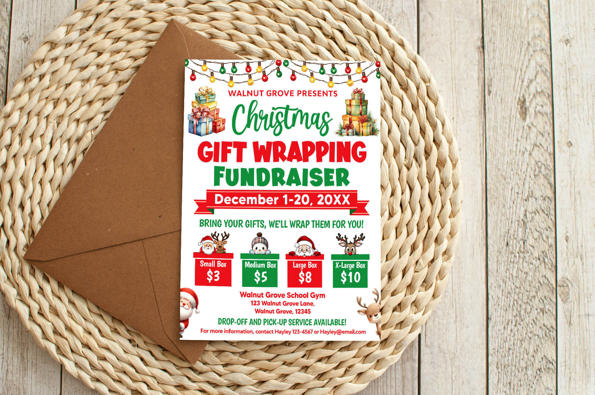 Christmas Gift Wrapping Fundraiser Flyer Template | Holiday Fundraising ...