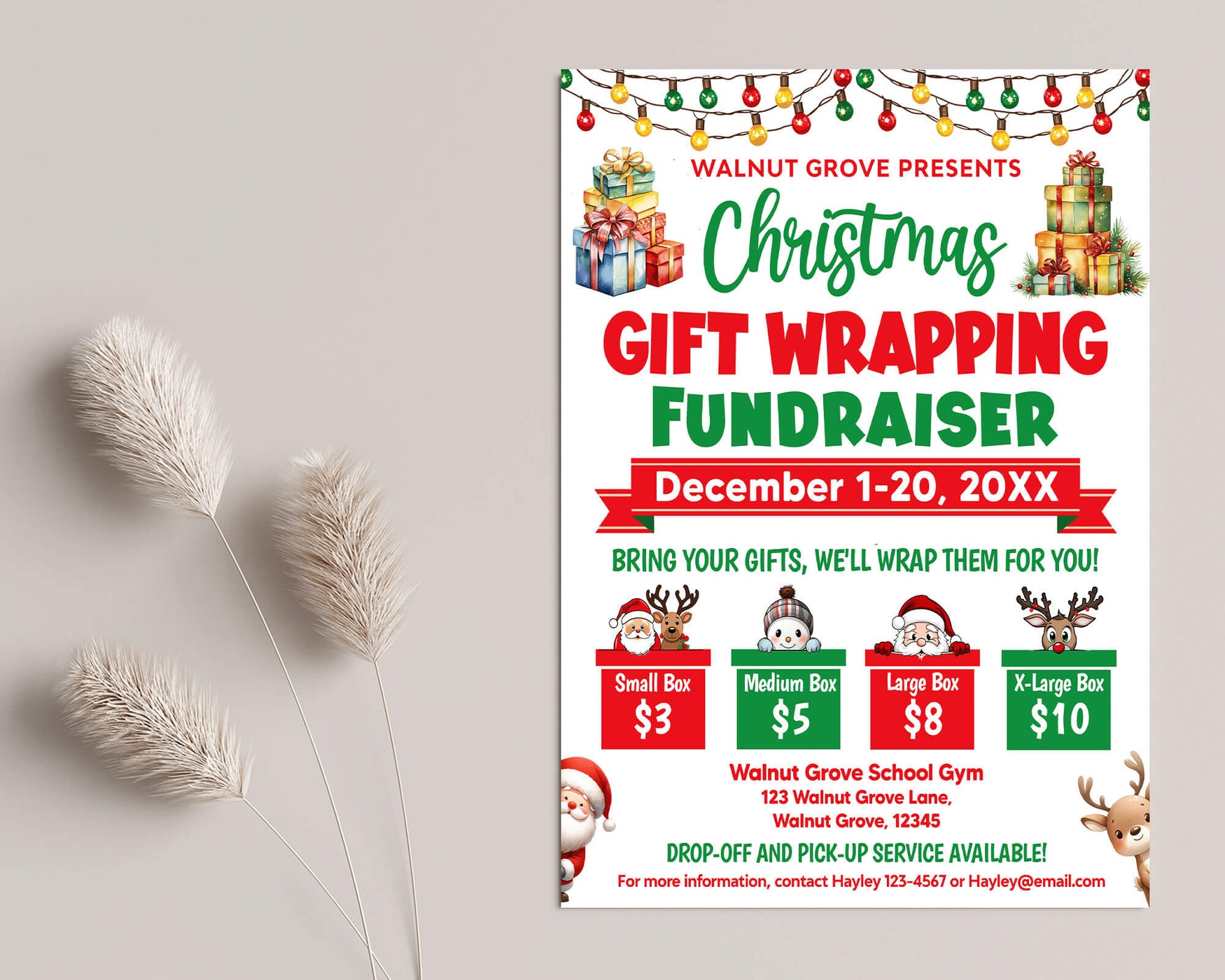 Christmas Gift Wrapping Fundraiser Flyer Template | Holiday Fundraising ...