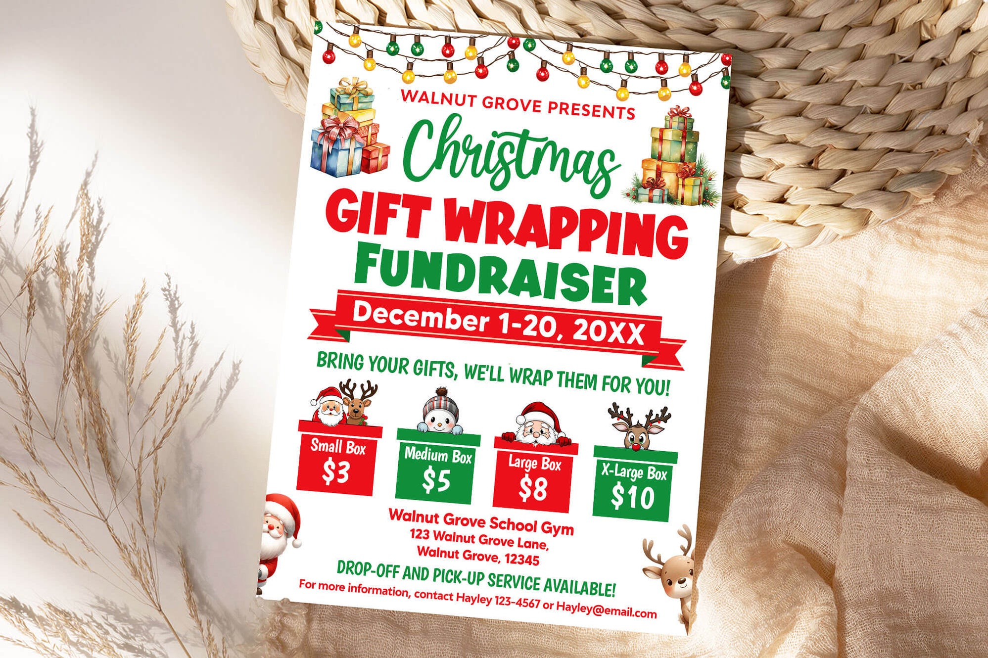 Christmas Gift Wrapping Fundraiser Flyer Template | Holiday Fundraising ...