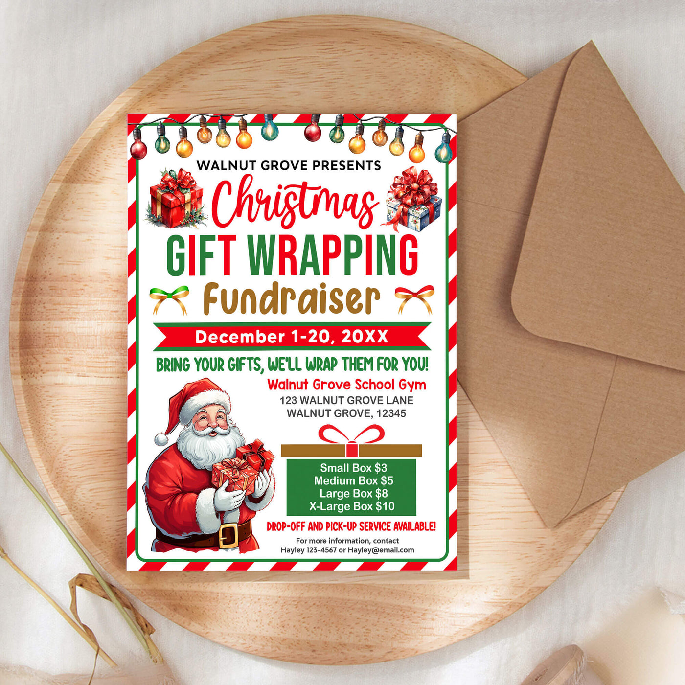 DIY Christmas Gift Wrapping Fundraiser Flyer | School Church Community ...