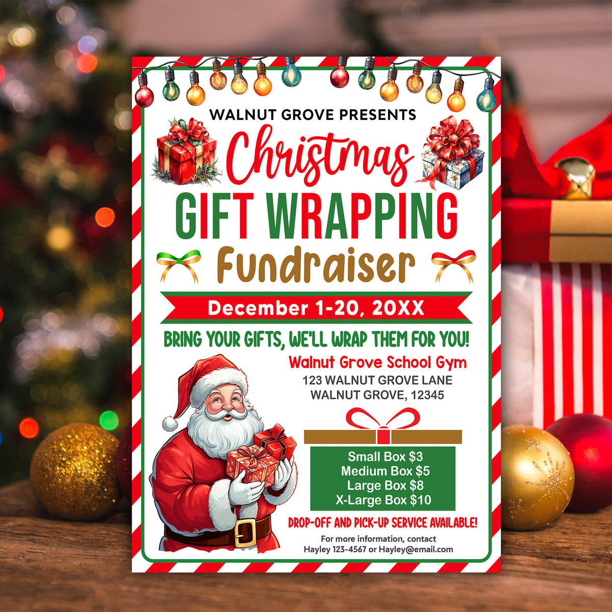 DIY Christmas Gift Wrapping Fundraiser Flyer | School Church Community ...