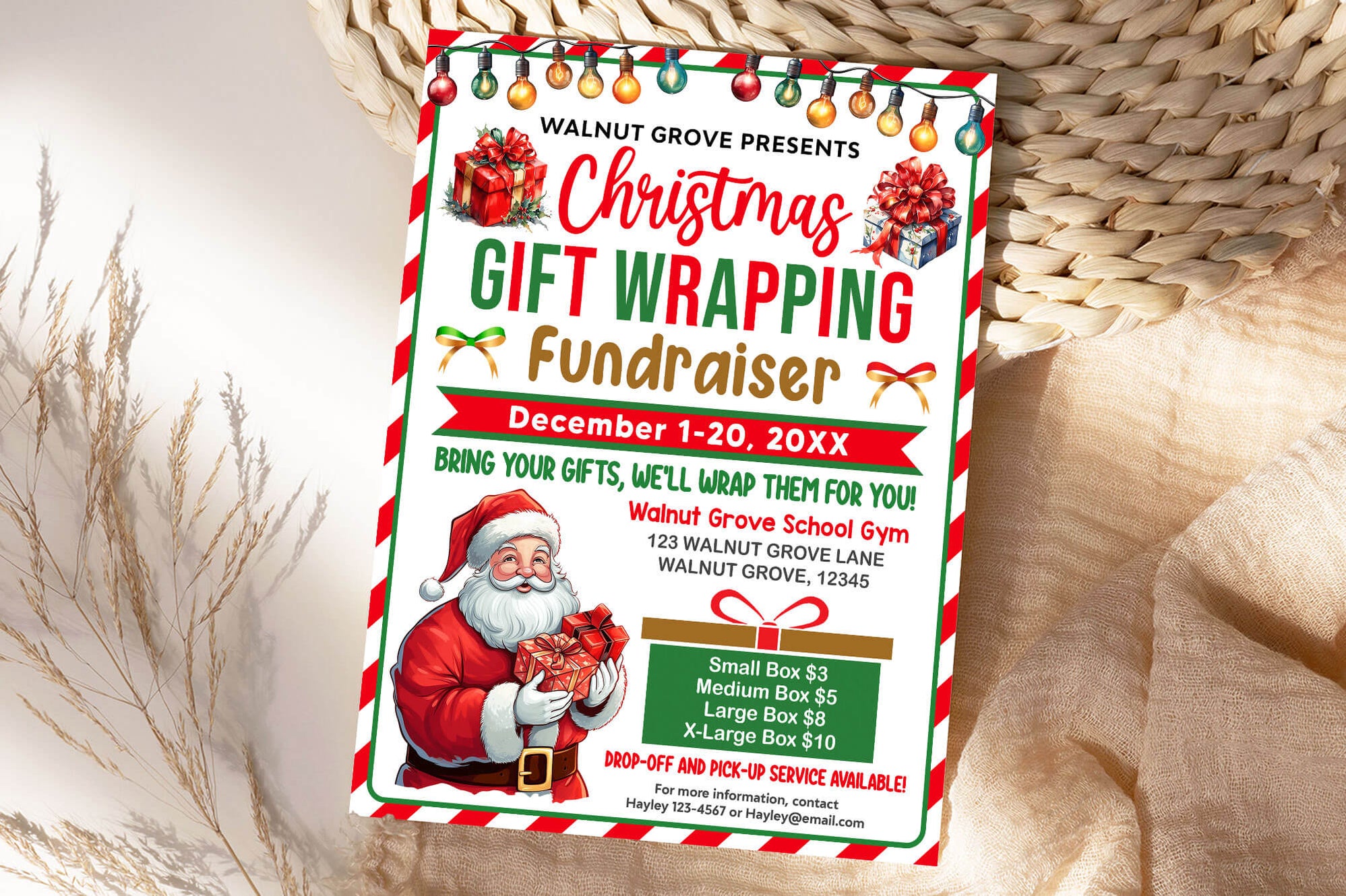 DIY Christmas Gift Wrapping Fundraiser Flyer | School Church Community ...