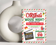 DIY Christmas Movie Night Flyer Template | Holiday Movie Night ...