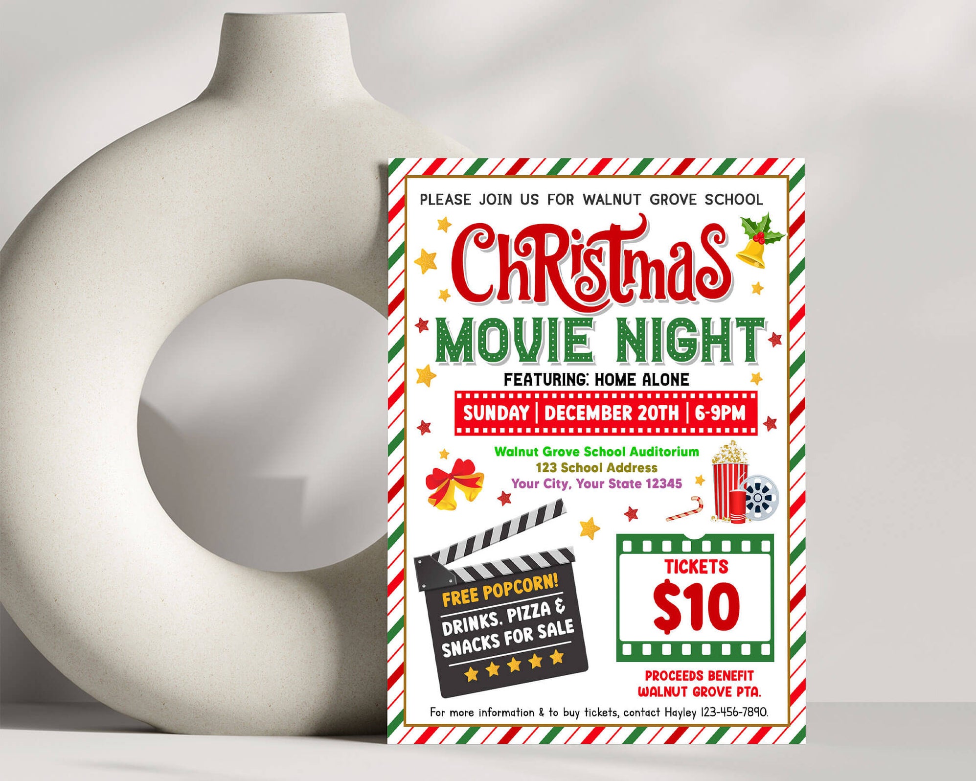 DIY Christmas Movie Night Flyer Template | Holiday Movie Night ...
