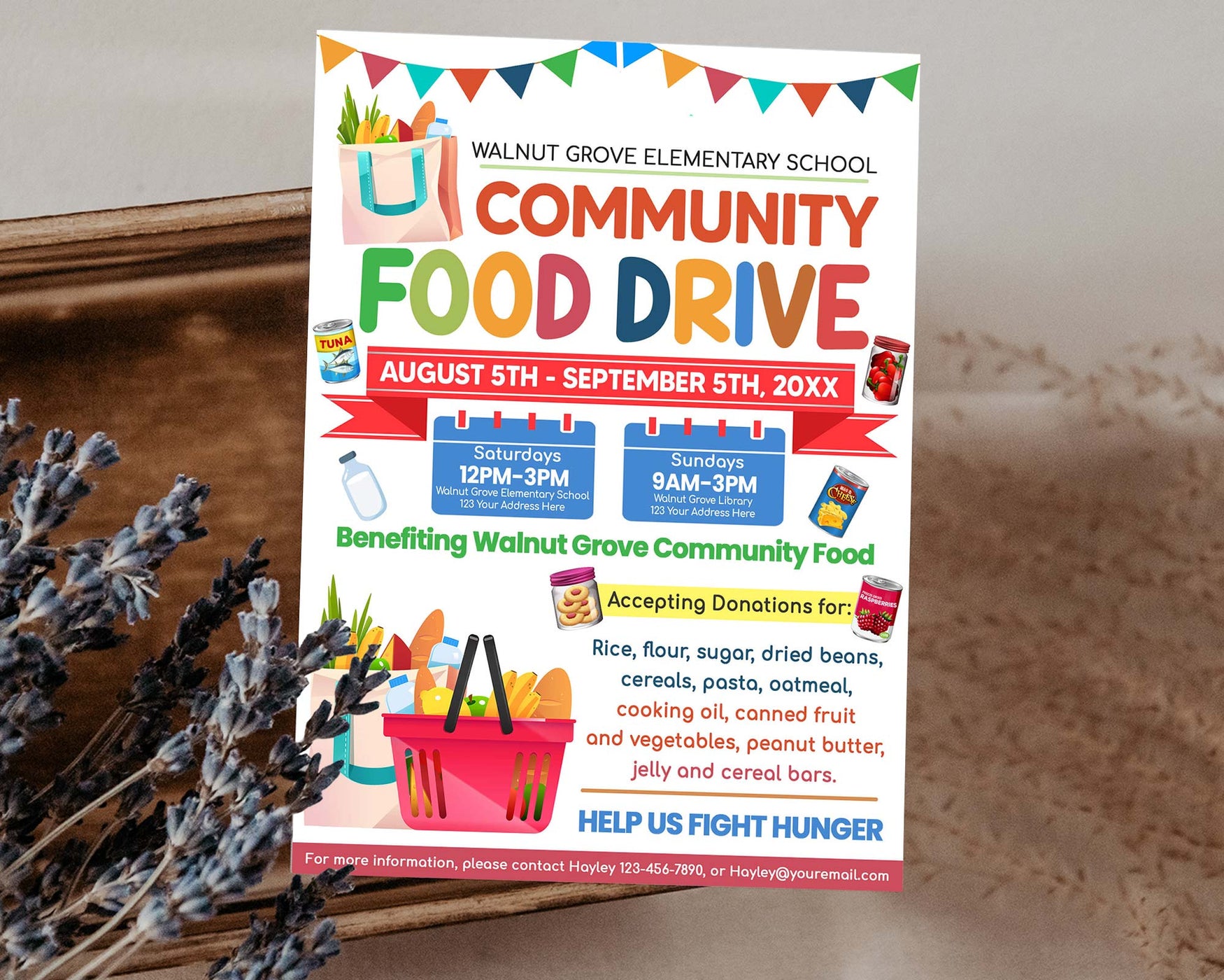 Customizable Community Food Drive Flyer Template | Fundraiser Flyer ...