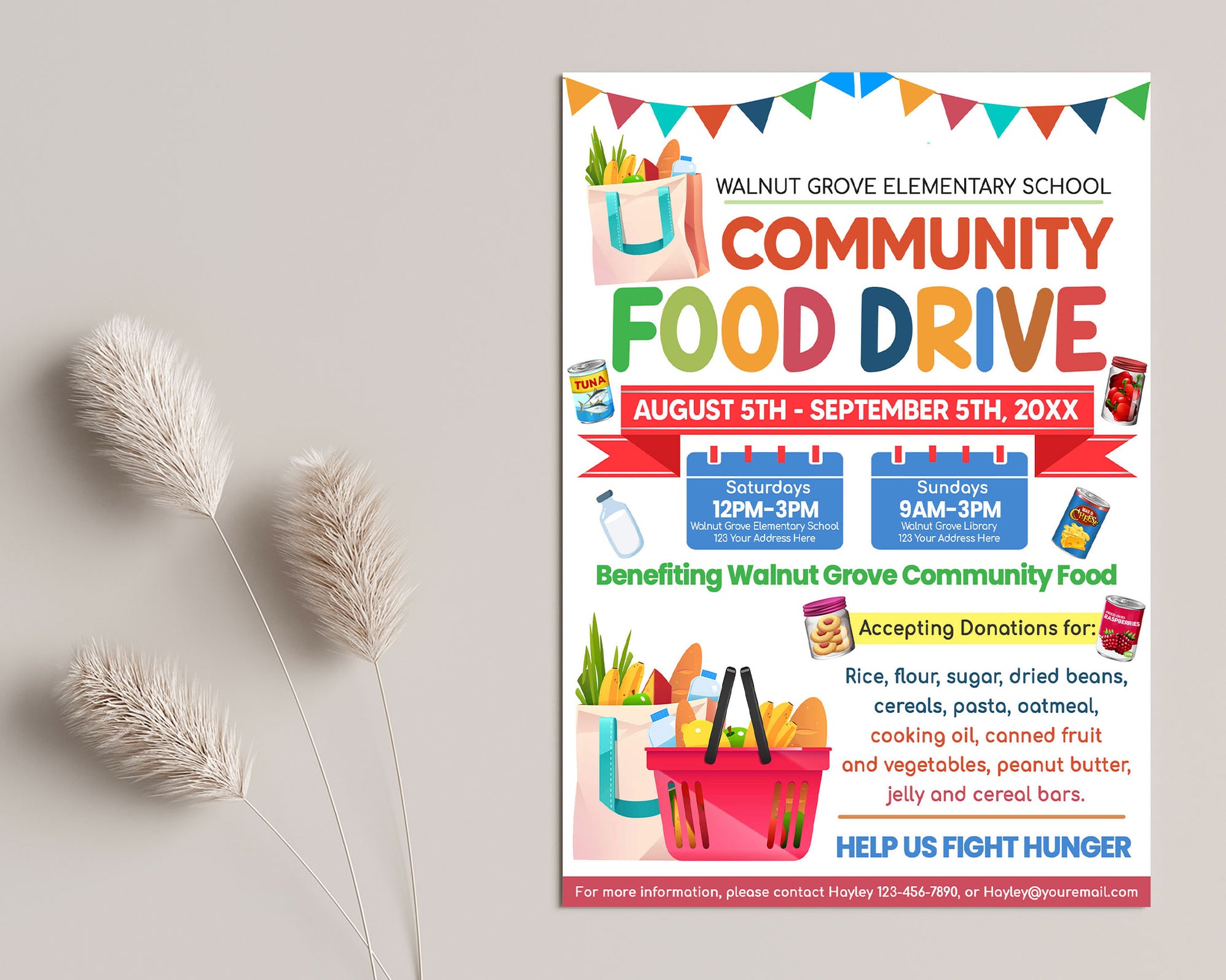 Customizable Community Food Drive Flyer Template | Fundraiser Flyer ...