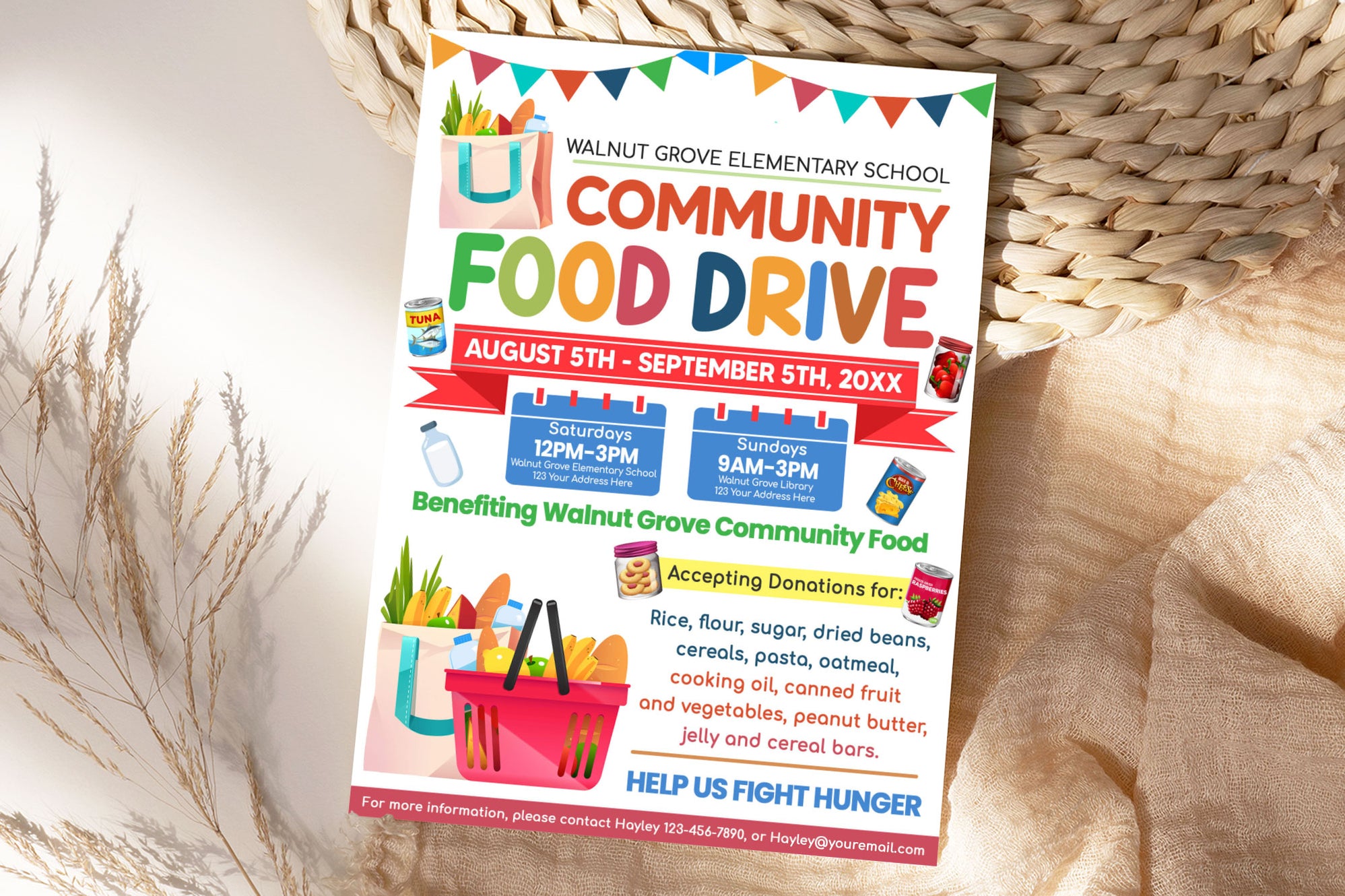 Customizable Community Food Drive Flyer Template | Fundraiser Flyer ...