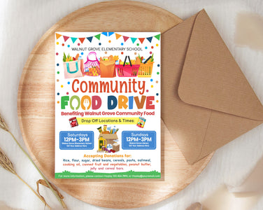 DIY Community Food Drive Flyer Template | Fundraising Event Flyer ...
