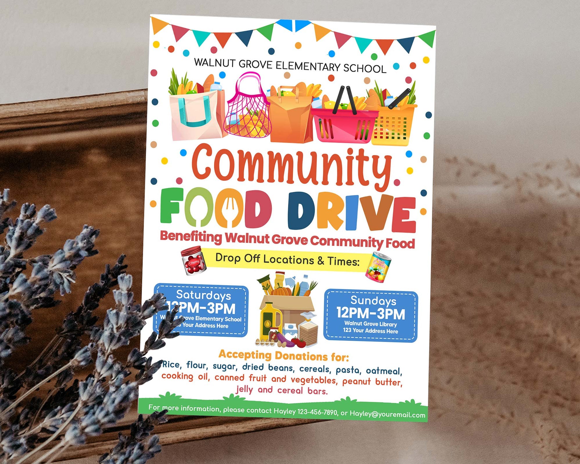 DIY Community Food Drive Flyer Template | Fundraising Event Flyer ...