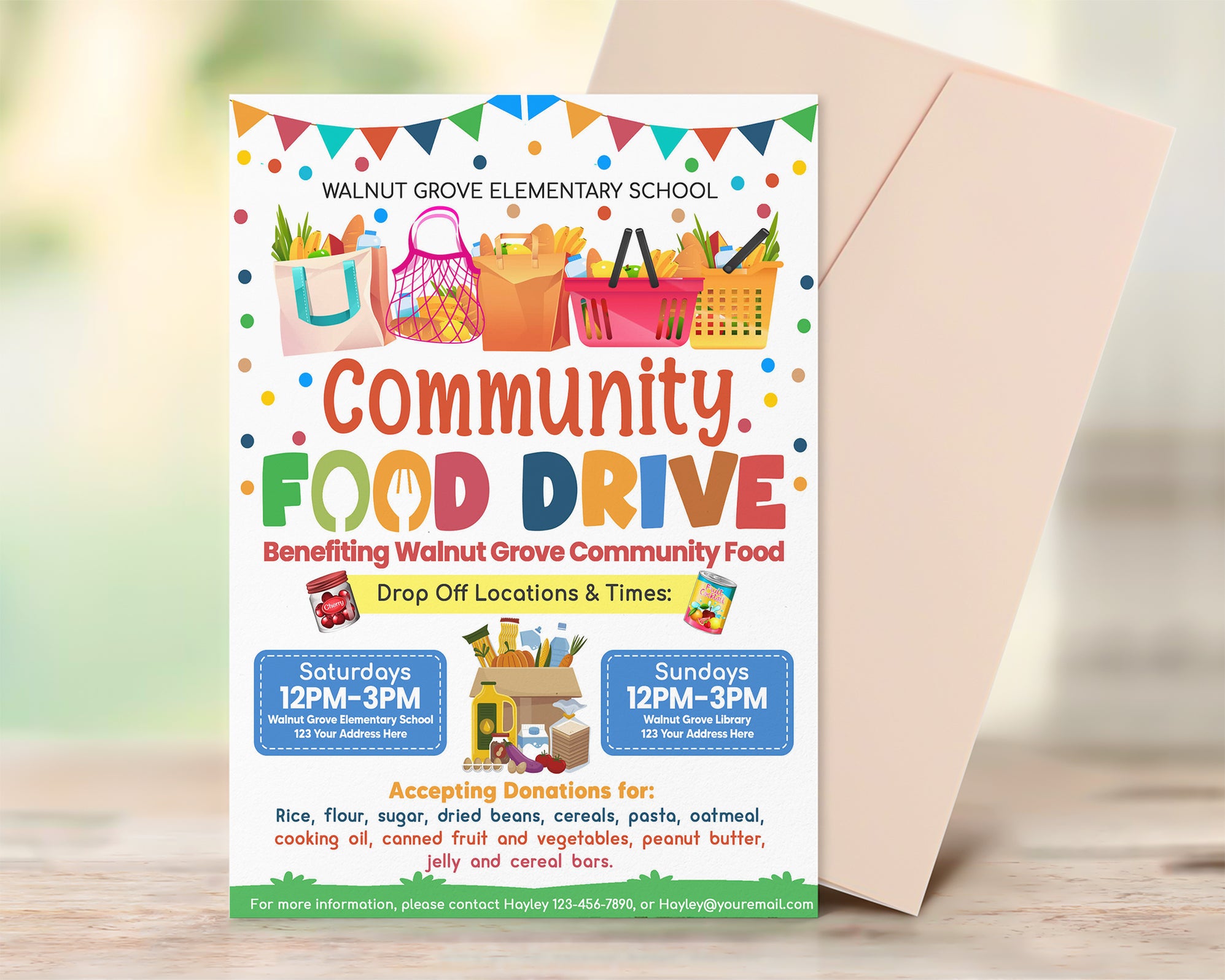 DIY Community Food Drive Flyer Template | Fundraising Event Flyer ...