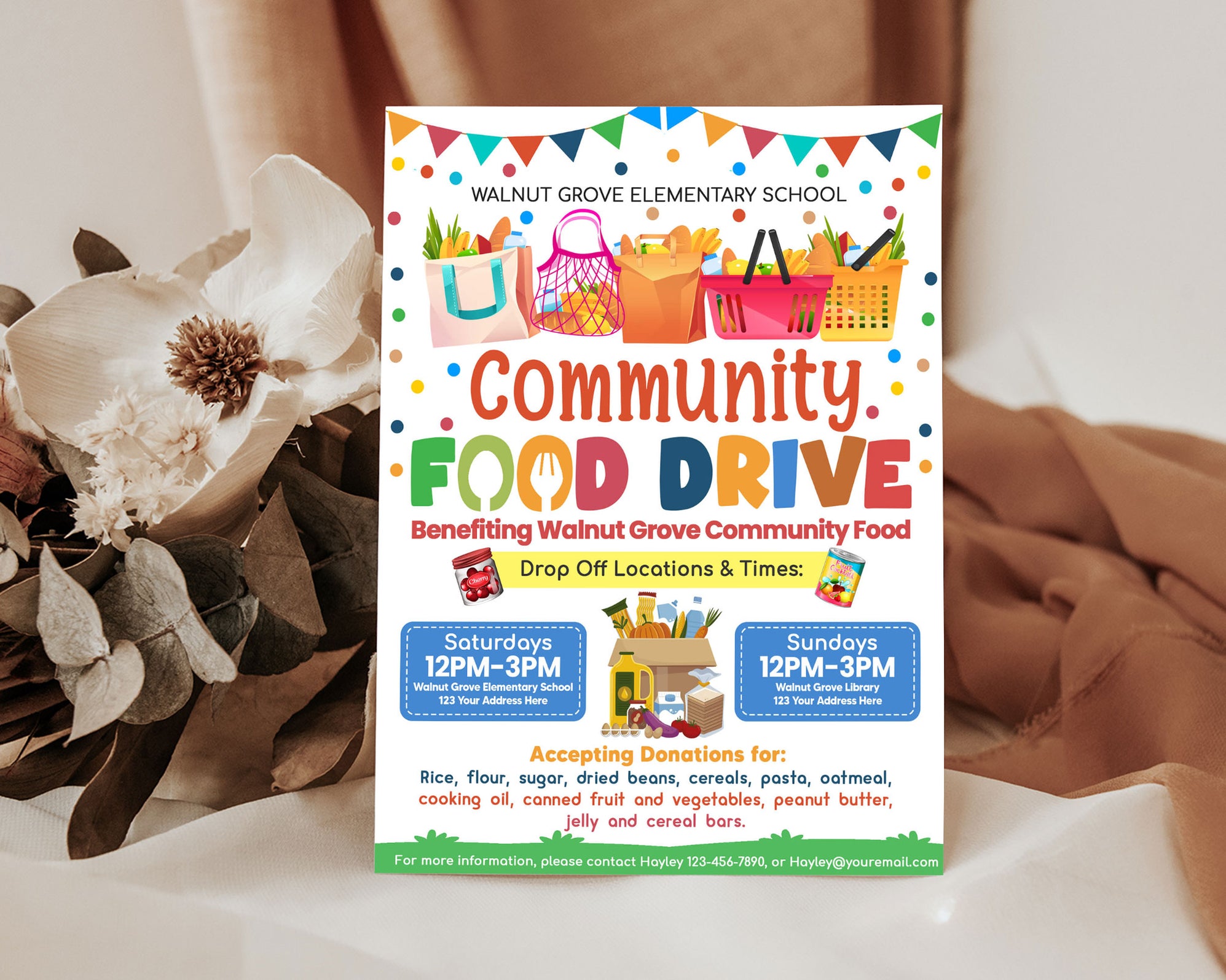 DIY Community Food Drive Flyer Template | Fundraising Event Flyer ...
