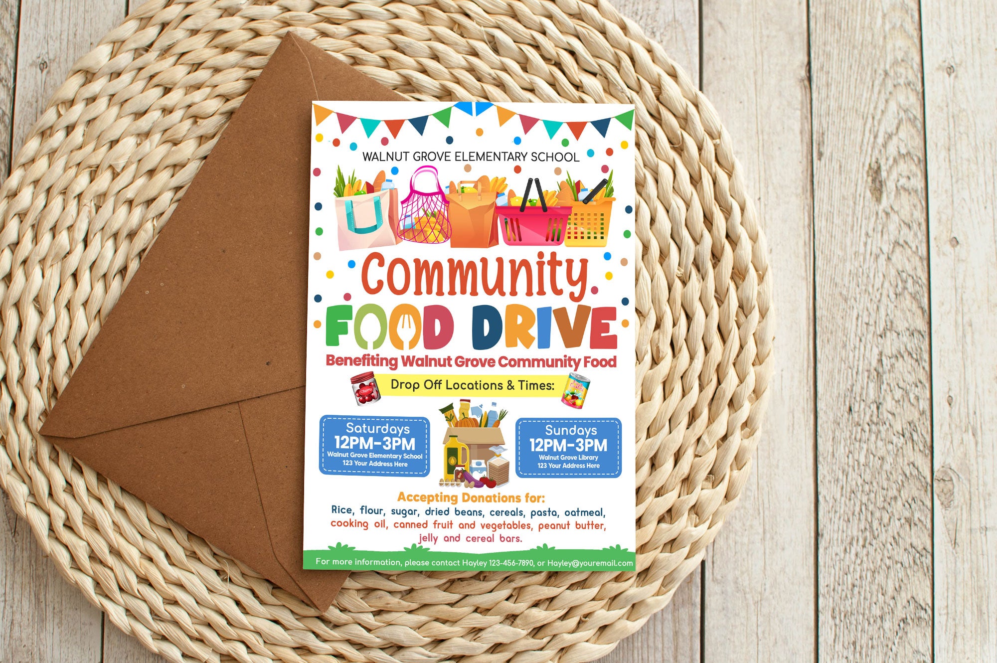 DIY Community Food Drive Flyer Template | Fundraising Event Flyer ...