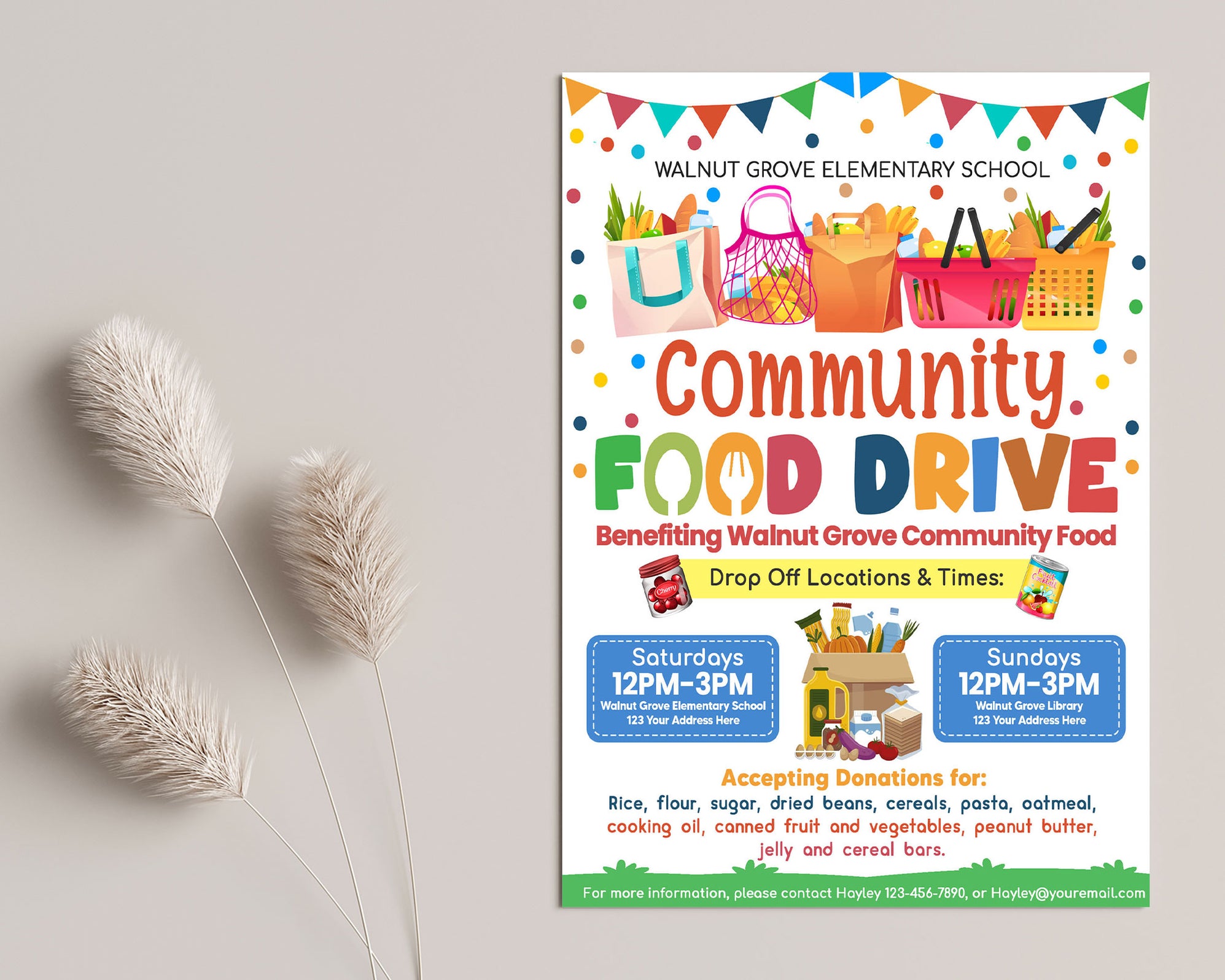 DIY Community Food Drive Flyer Template | Fundraising Event Flyer ...