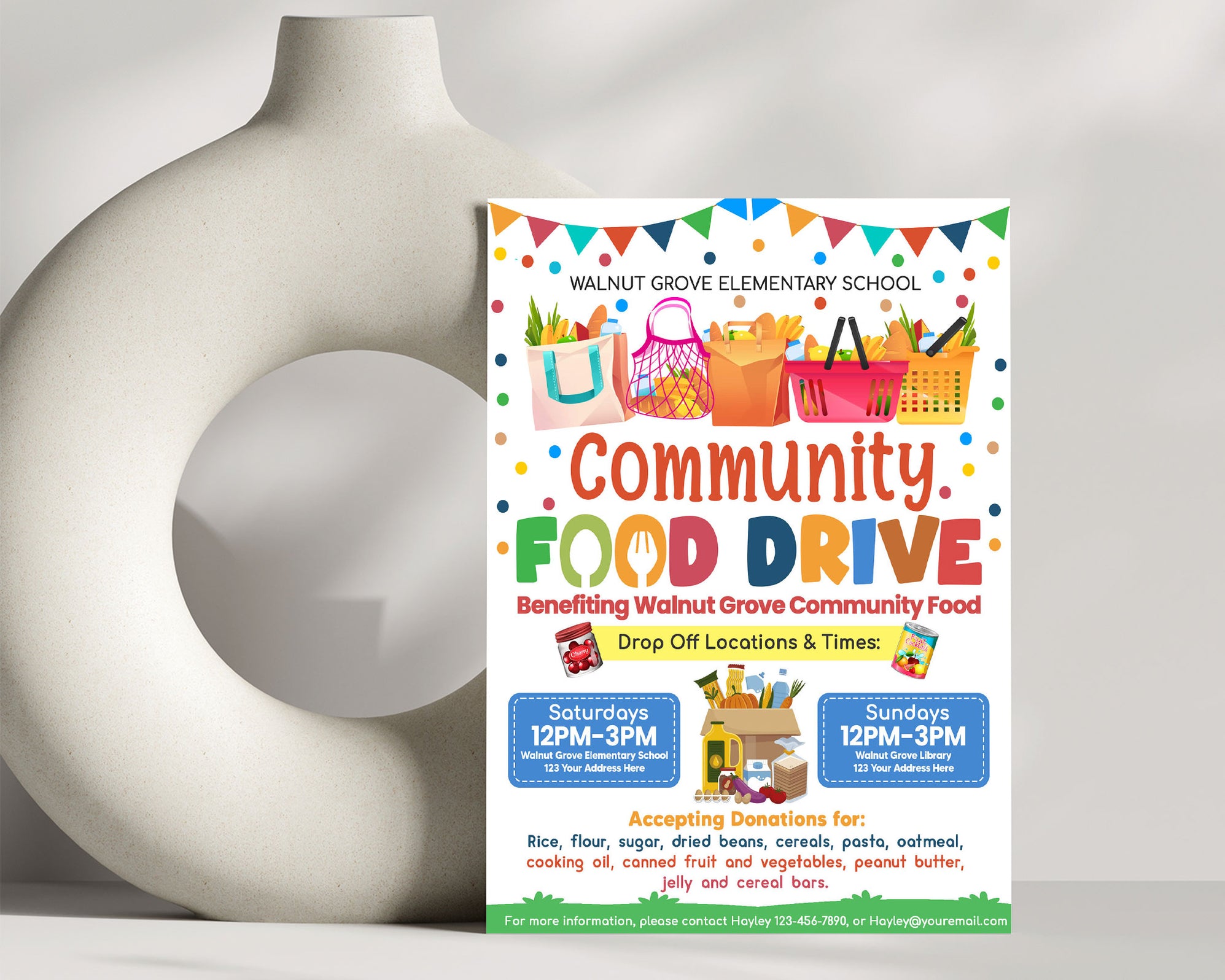 DIY Community Food Drive Flyer Template | Fundraising Event Flyer ...