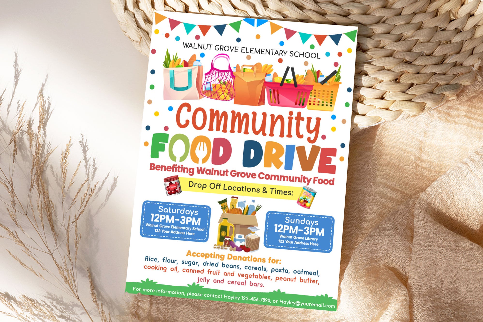 DIY Community Food Drive Flyer Template | Fundraising Event Flyer ...