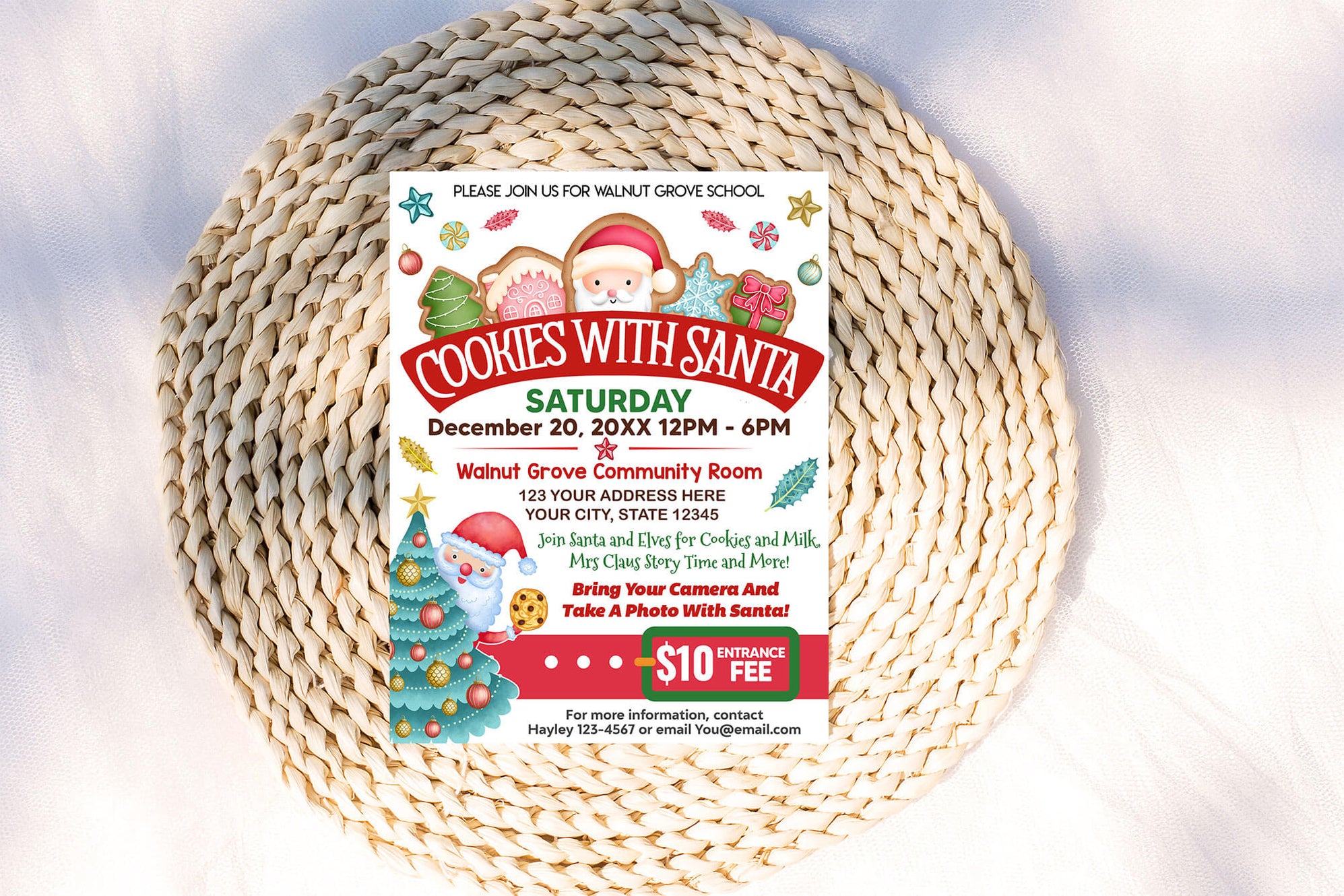 Cookies With Santa Flyer Template | Christmas Fundraising Event Invite ...