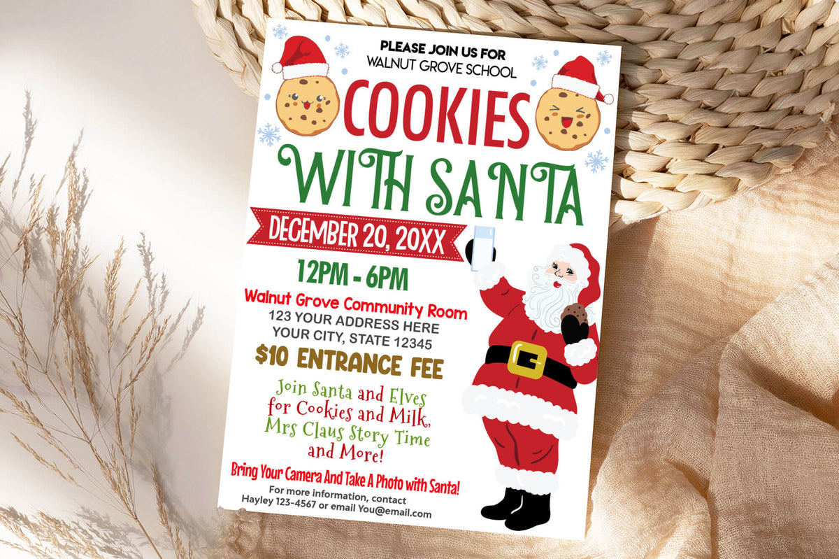 DIY Cookies With Santa Flyer | Christmas Cookies Holiday Event ...