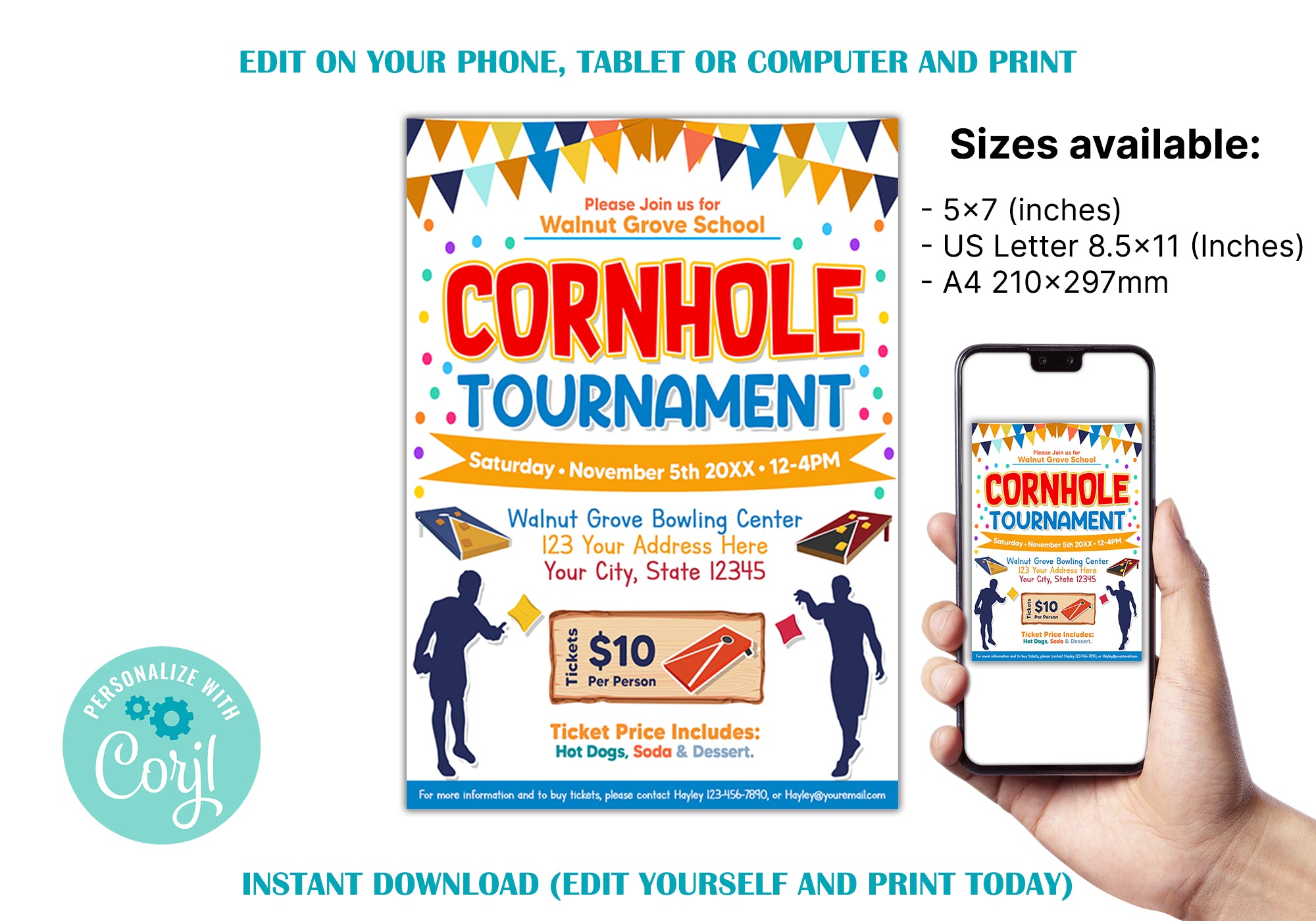 Customizable Cornhole Tournament Flyer | Sport Fundraiser Flyer ...