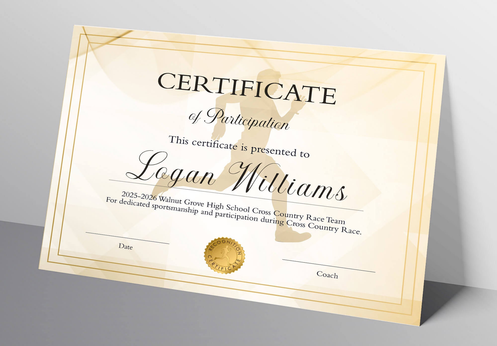 DIY Cross Country Sport Award Certificate for Boys and Girls | Sport ...