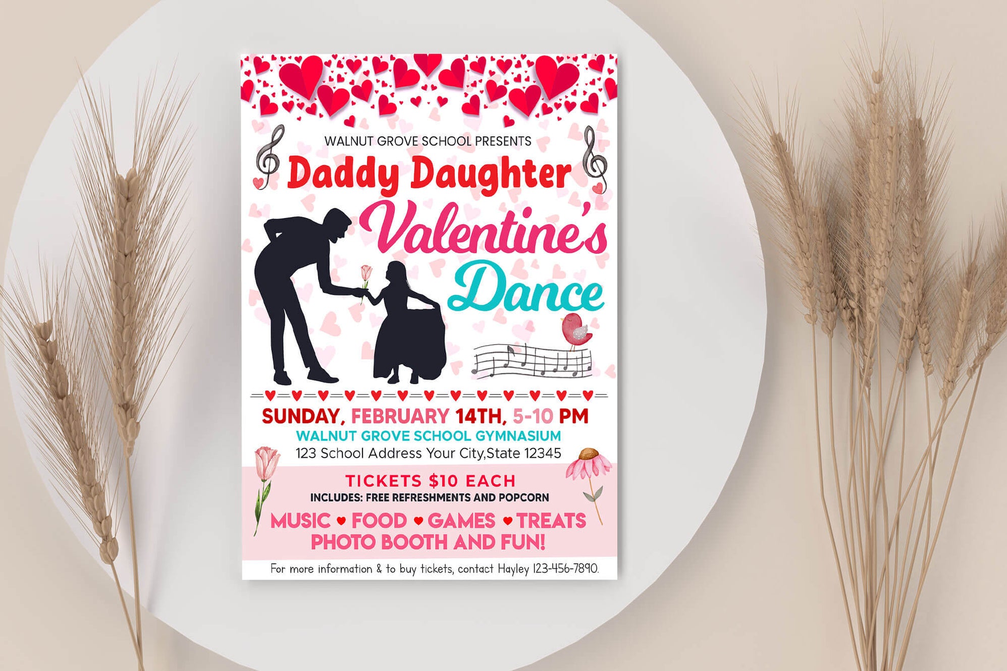 Daddy Daughter Valentine's Day Dance Flyer | School Dance Invitation ...