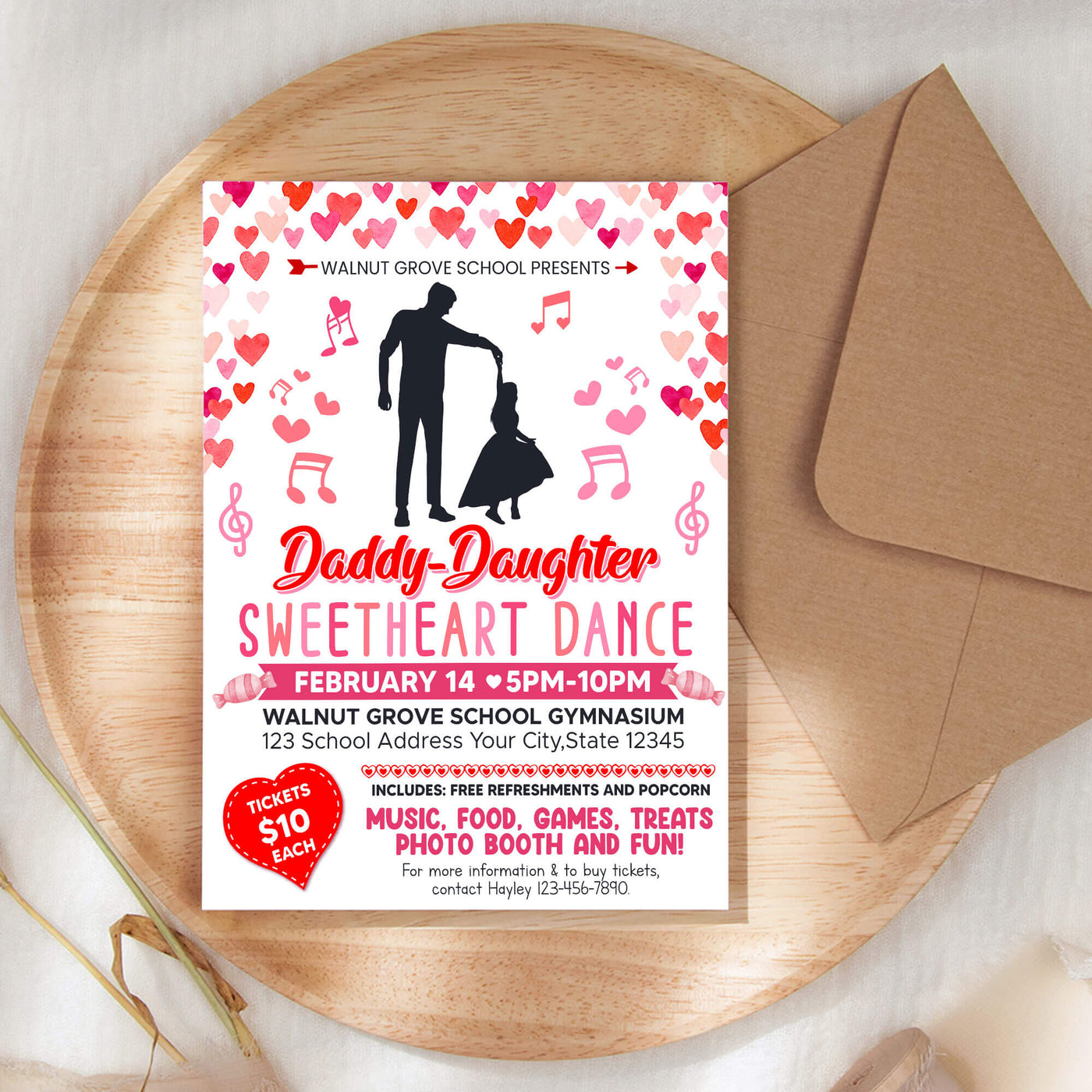 DIY Daddy and Daughter Dance Flyer Template | School Valentine Dance ...