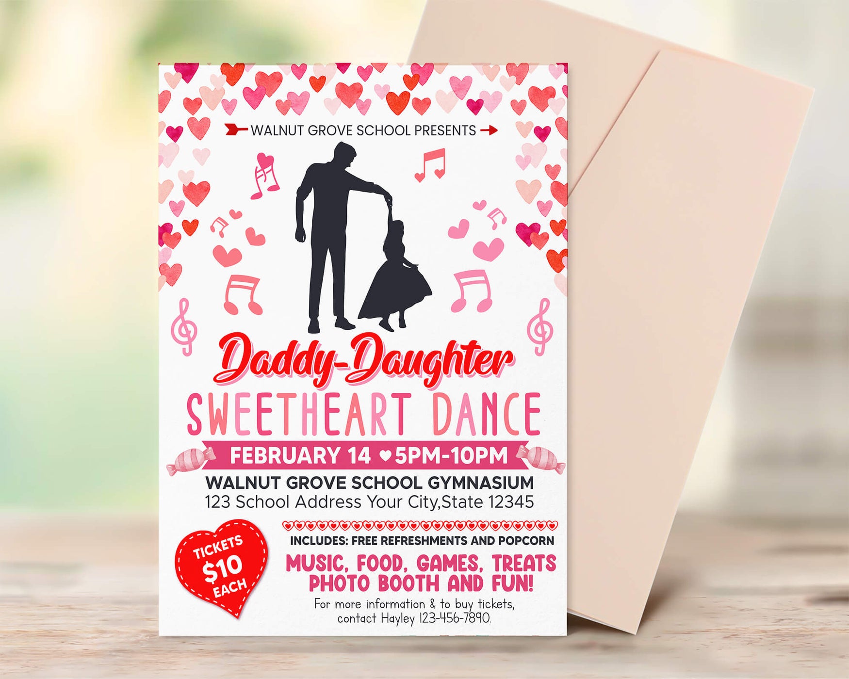 DIY Daddy and Daughter Dance Flyer Template | School Valentine Dance ...