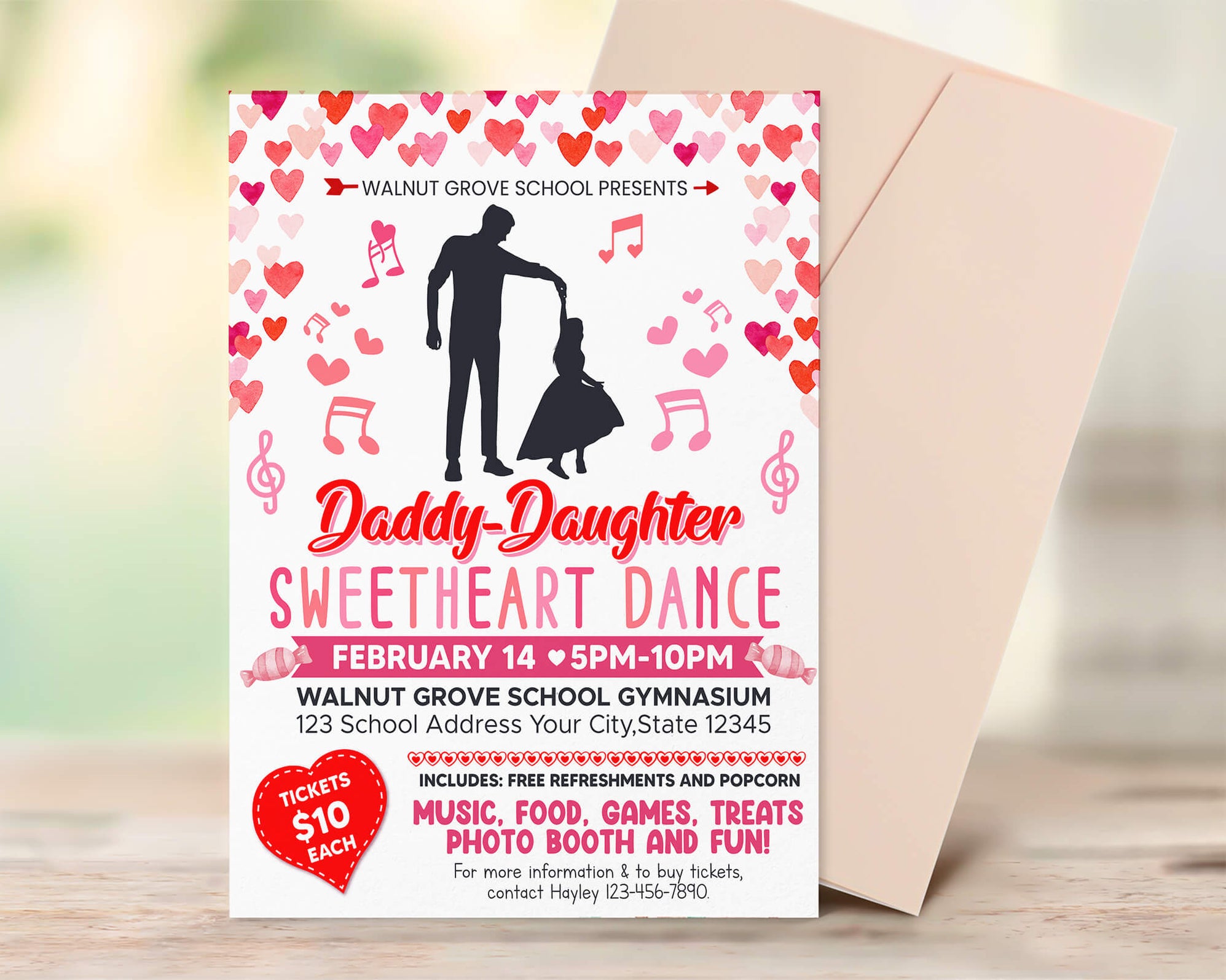 DIY Daddy and Daughter Dance Flyer Template | School Valentine Dance ...