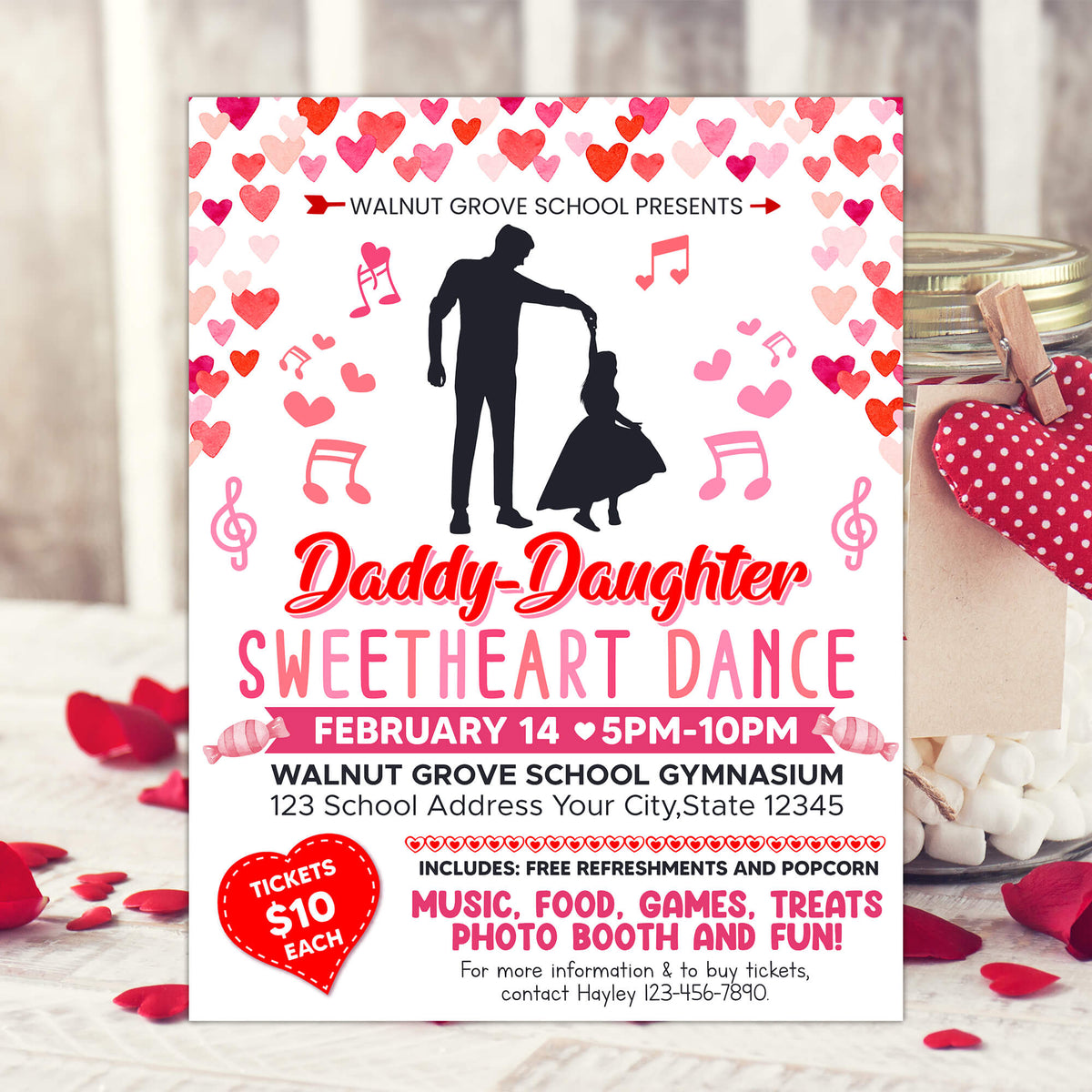 DIY Daddy and Daughter Dance Flyer Template | School Valentine Dance ...