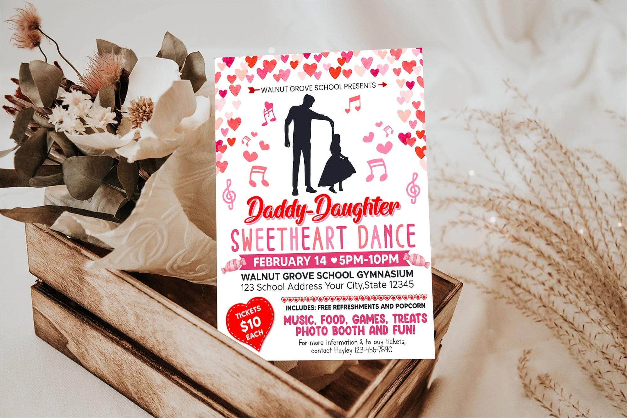 DIY Daddy and Daughter Dance Flyer Template | School Valentine Dance ...