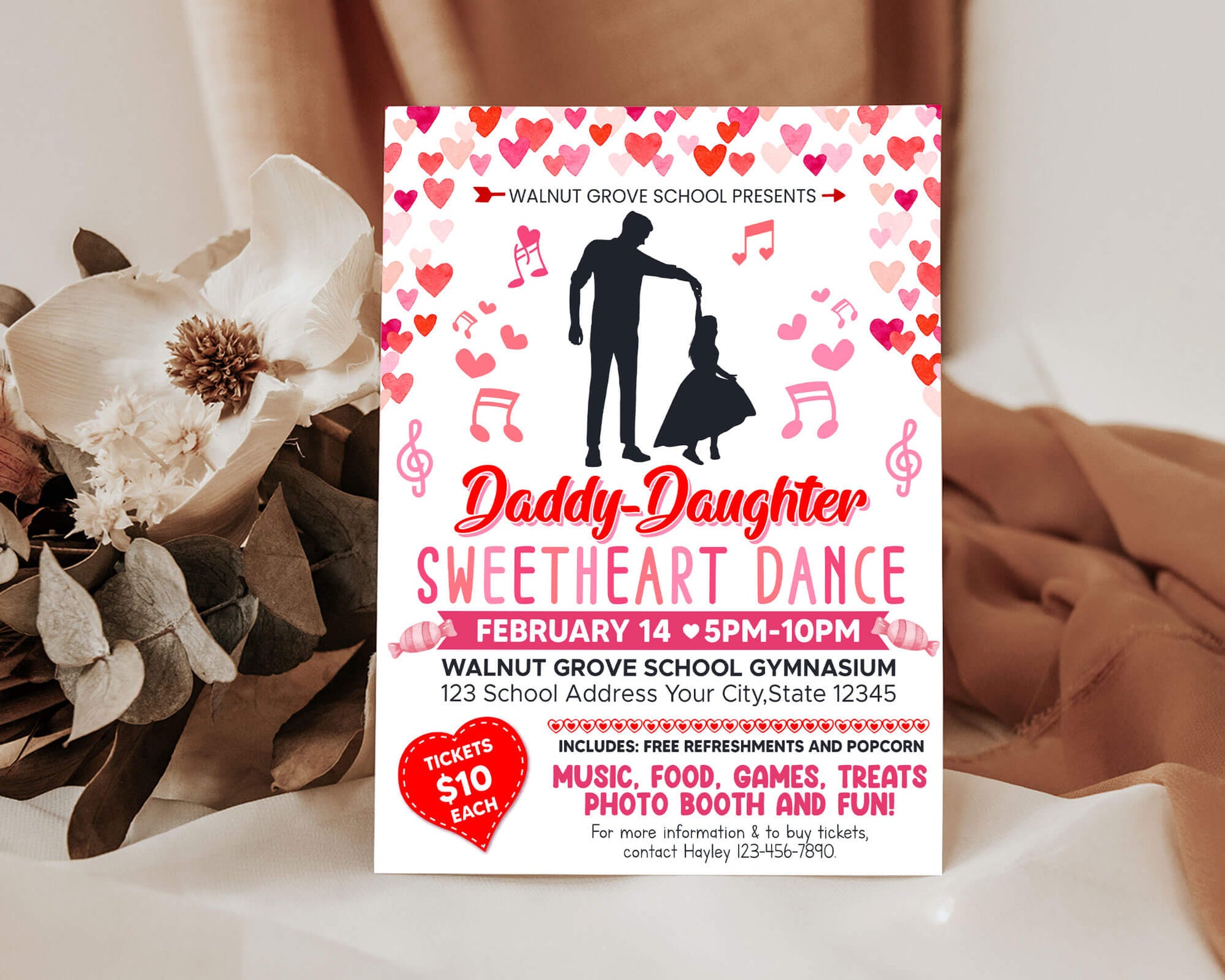 DIY Daddy and Daughter Dance Flyer Template | School Valentine Dance ...