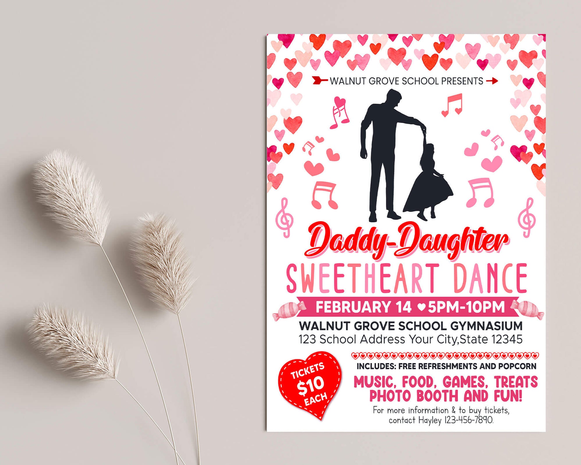 DIY Daddy and Daughter Dance Flyer Template | School Valentine Dance ...