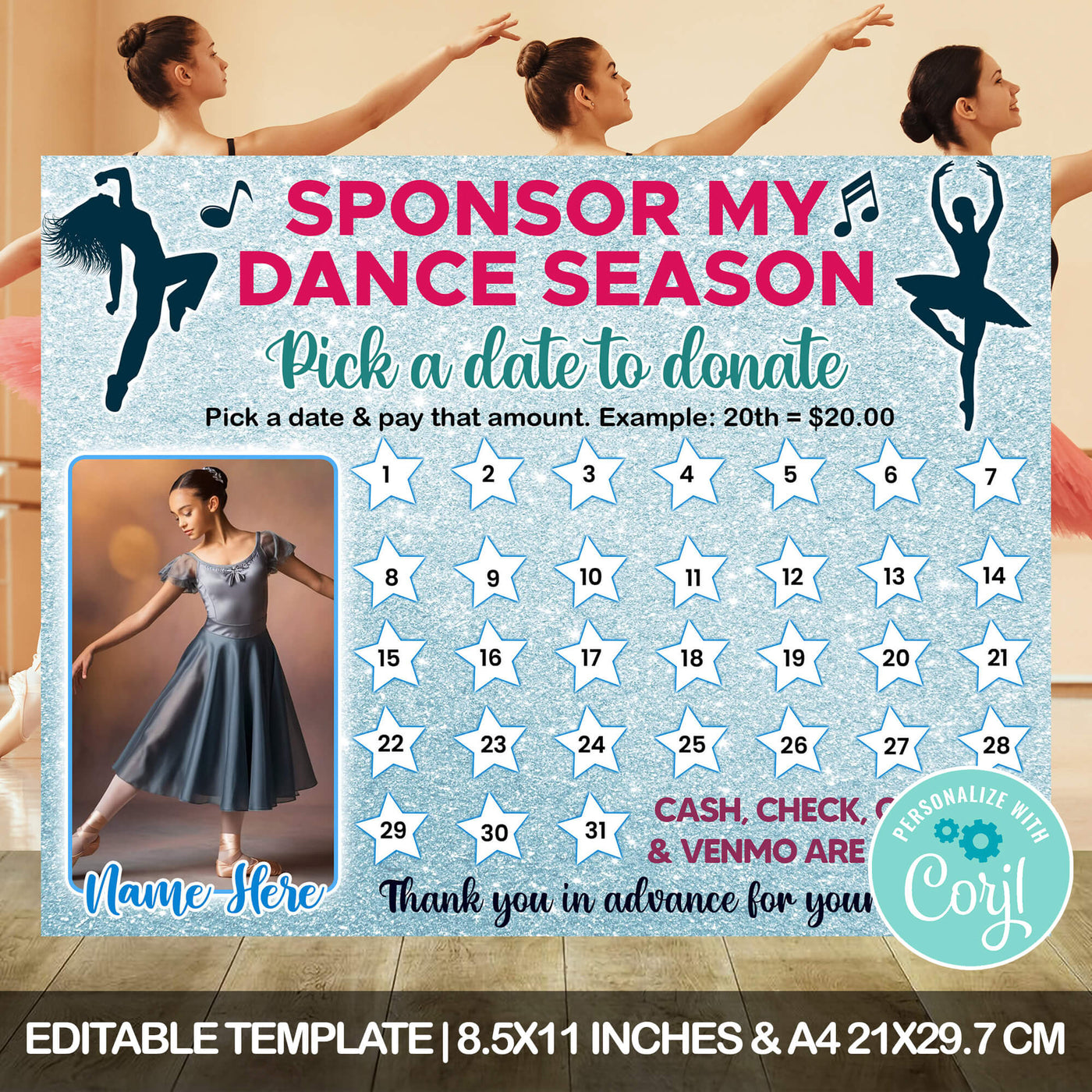 DIY Dance Competition Themed Donation Calendar | Modern Dance Pick a ...