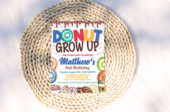 Customizable Donut Grow Up Birthday Invitation Template | Birthday ...