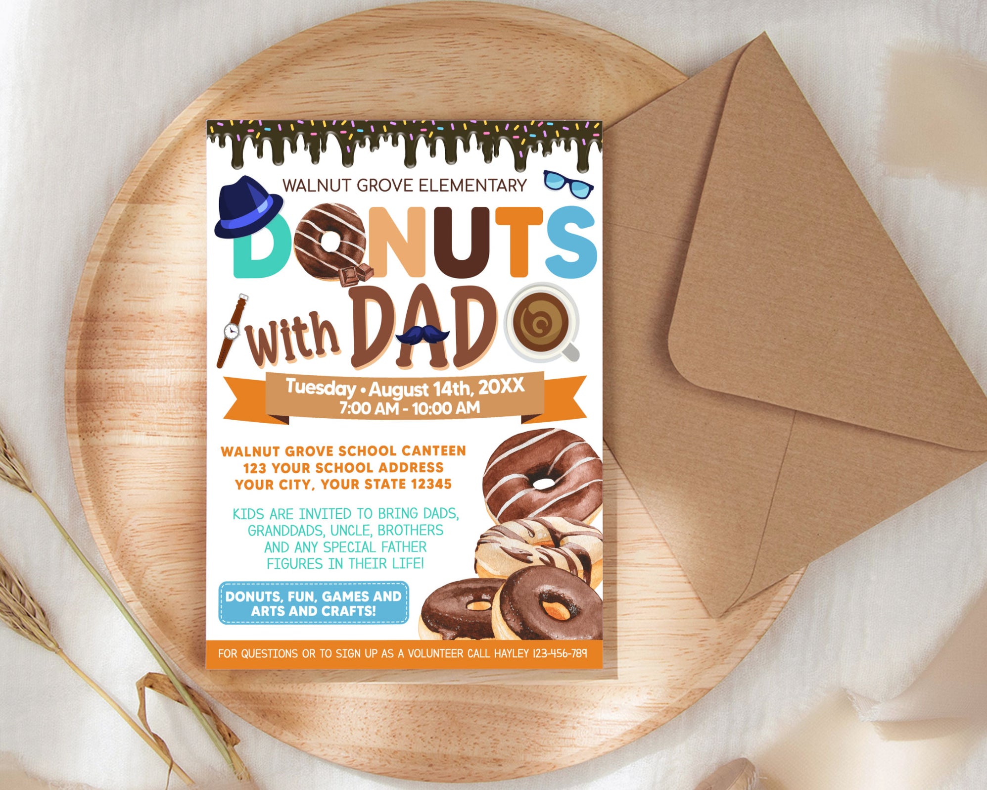 Customizable Donut With Dad Flyer Invitation | PTO PTA School Church ...