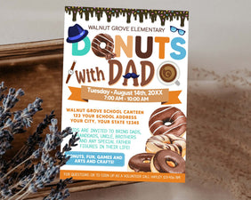 Customizable Donut With Dad Flyer Invitation | PTO PTA School Church ...