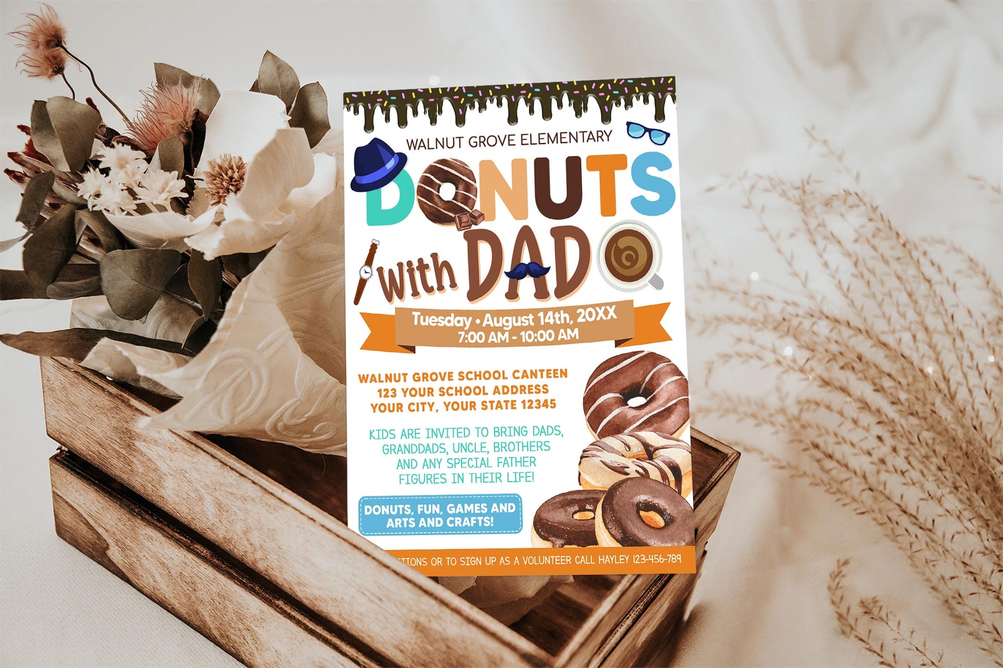 Customizable Donut With Dad Flyer Invitation | PTO PTA School Church ...