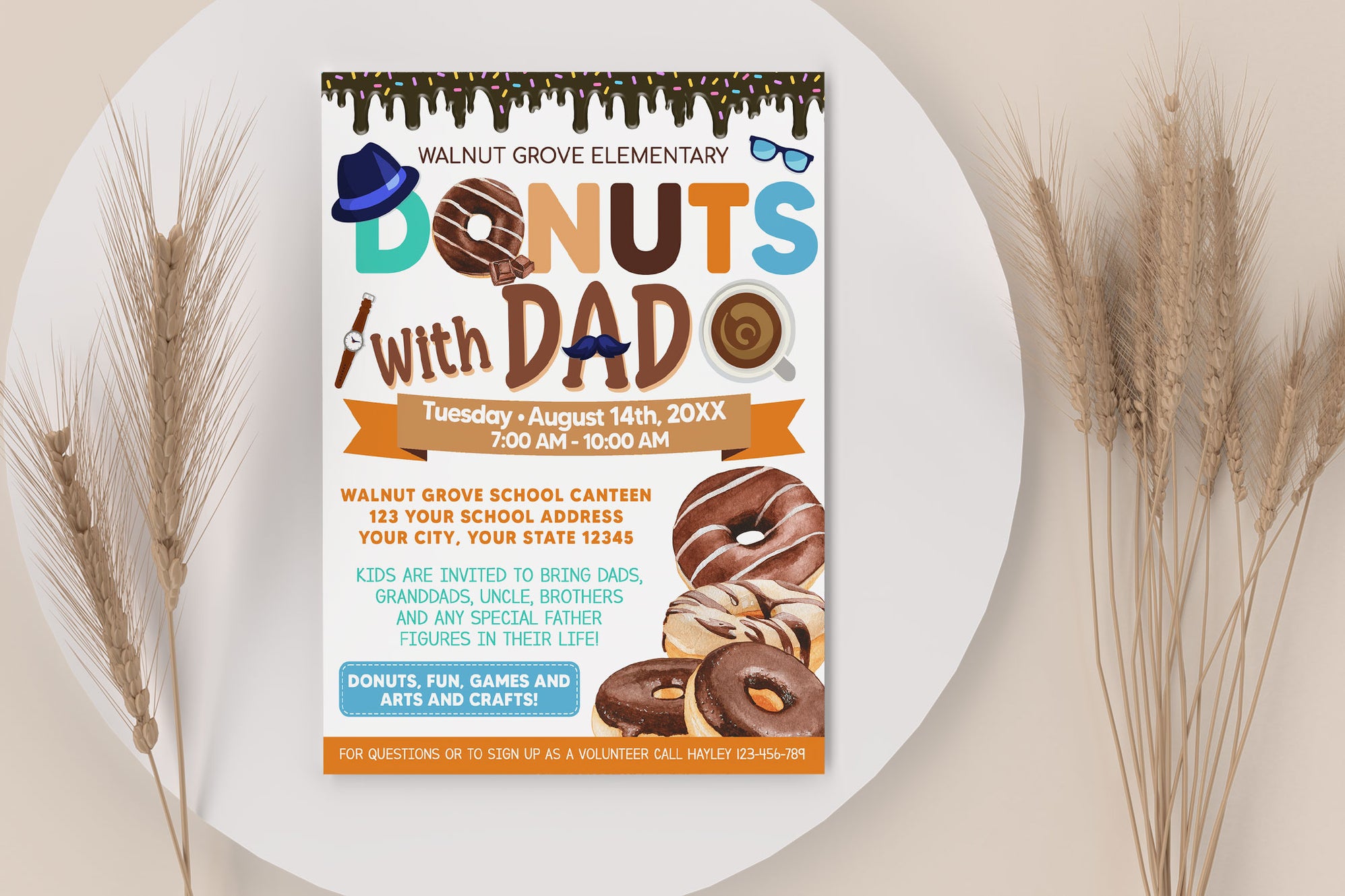 Customizable Donut With Dad Flyer Invitation | PTO PTA School Church ...